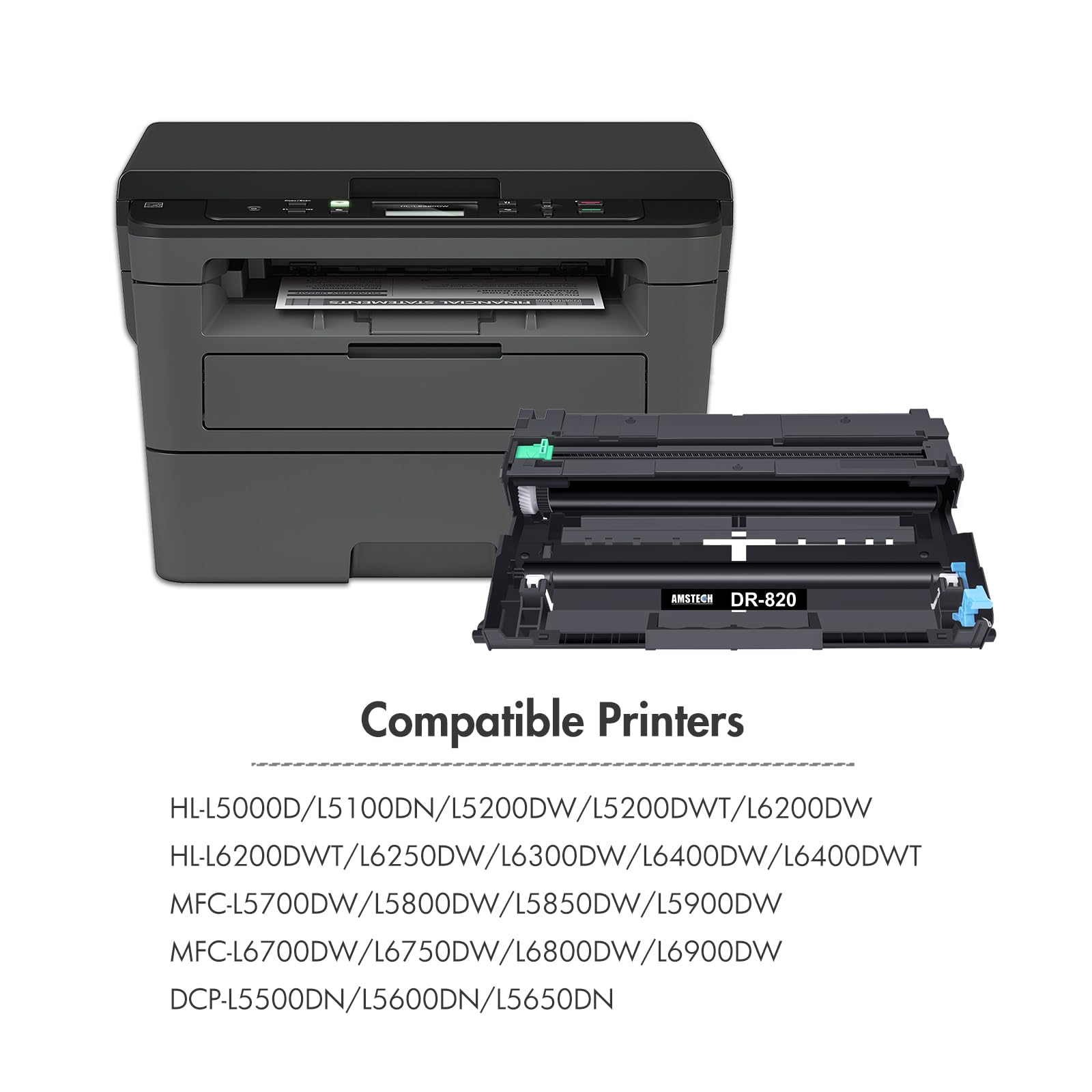DR820 DR-820 Drum Unit Compatible Replacement for Brother DR820 DR 820 DR-820 for HL-L6200DW MFC-L5850DW MFC-L5900DW HL-L5200DW HL-L5100DN L5850DW L5900DW L5700DW L6200DW Printer (Black, 1-Pack)