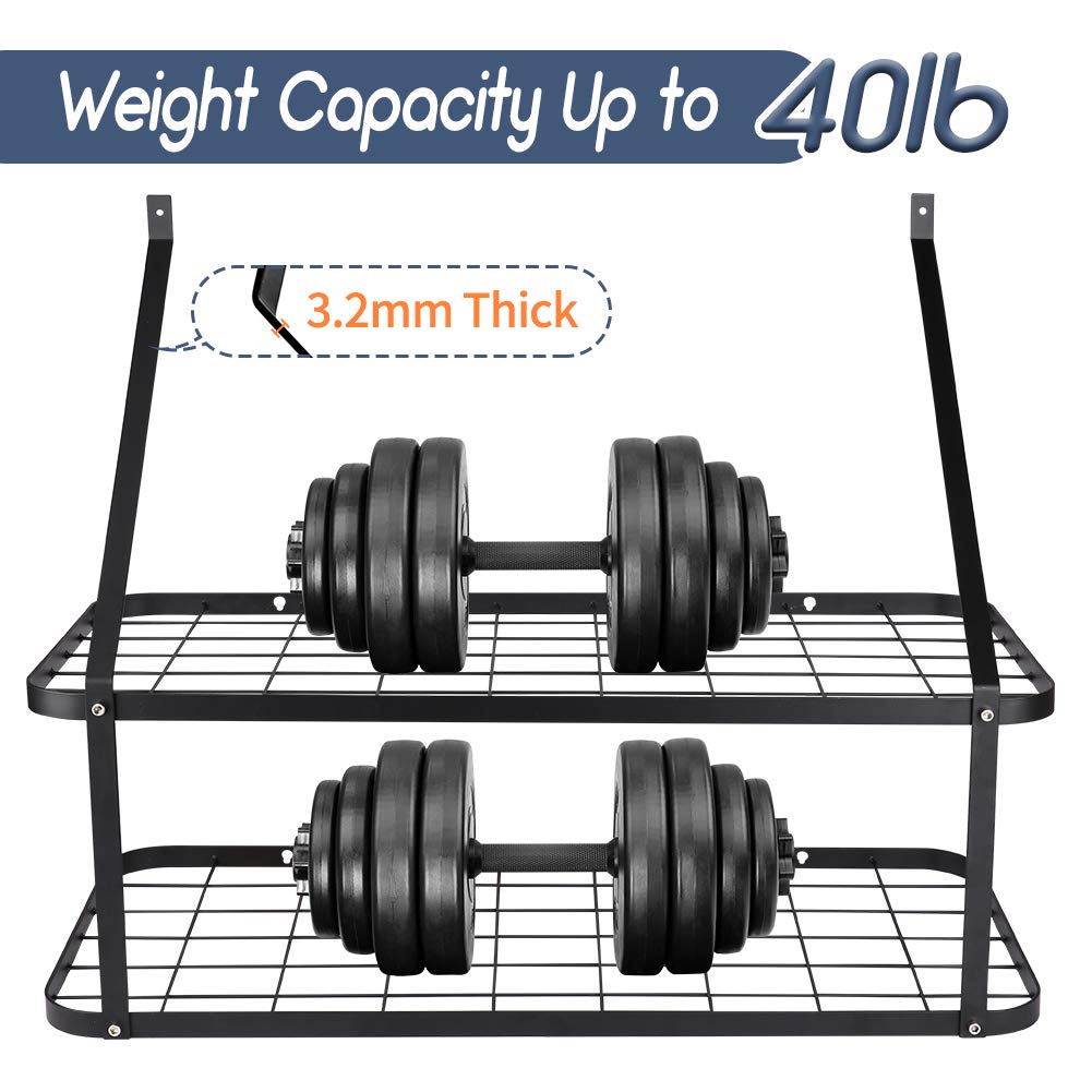 ROTTOGOON Wall Mounted Pots and Pans Rack, 2 Tier Pot and Pan Organizer 30 Inch Wall Pot Rack with 12 Hooks Kitchen Rack Organizer