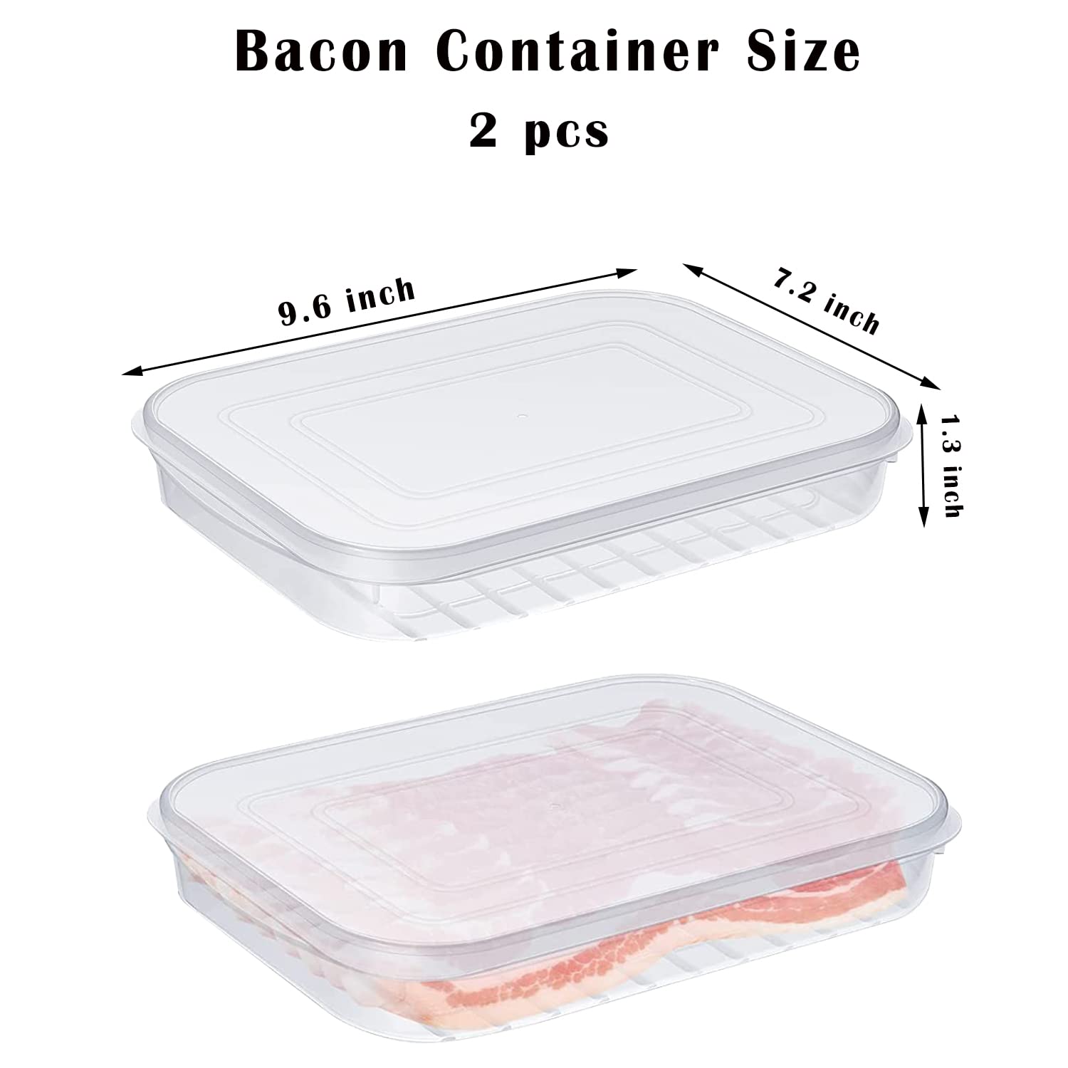 HXYCNNA 2 Pack Bacon Keeper, Bacon Storage Containers, Lunch Meat Container For Refrigerator, food Storage Containers With Lids Airtight, Deli Meat & Cheese Stackable Food Storage Organizer