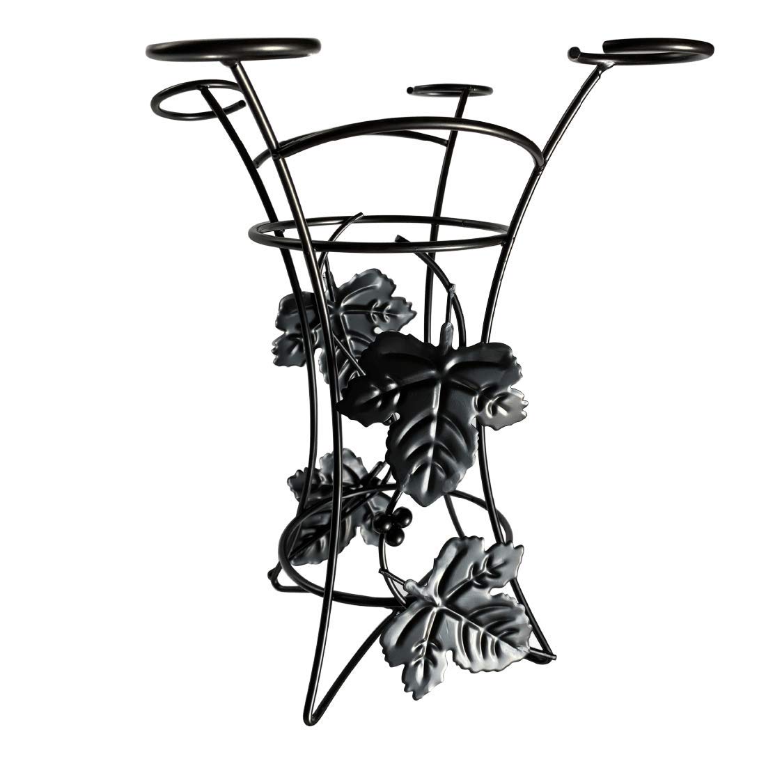 Lily's Home Wine Bottle and Glasses Rack. Counter or Table Top Free Standing Holder for One Wine Bottle and Four Glasses. Black
