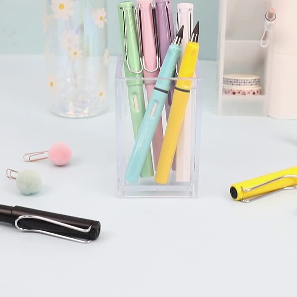 WOODZI 6 Sets Inkless Everlasting, Infinity Magic Pencil with Eraser, Tree-Friendly Cute Forever Pencil for Kids Writing, Sketch, Drawing, (6 Pencils + 6 Erasers + 6 Replacement Pen Tips)