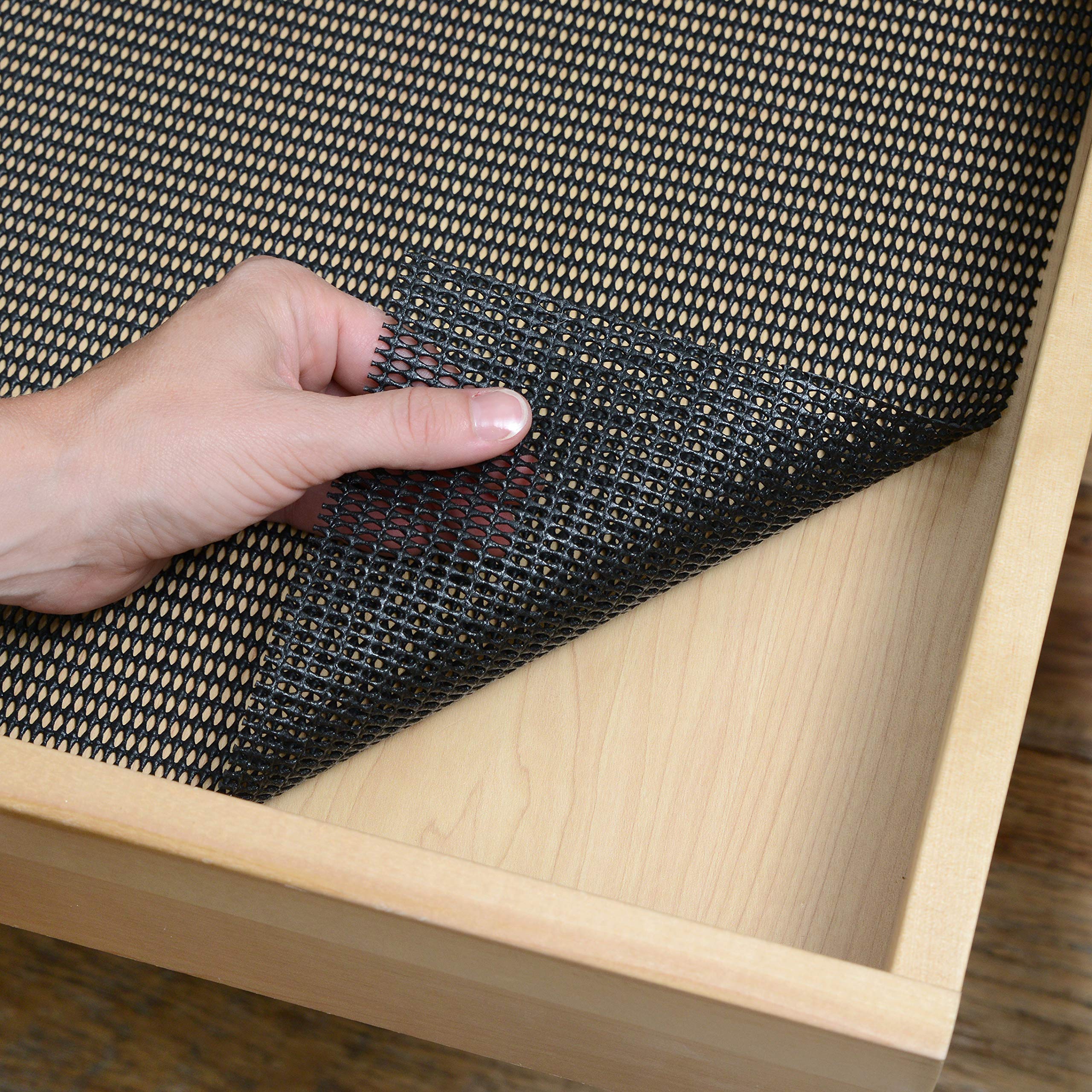 Con-Tact Brand Grip-N-Stick Durable Self-Adhesive Non-Slip Shelf and Drawer Liner, 18" x 4', Black, 6 Rolls