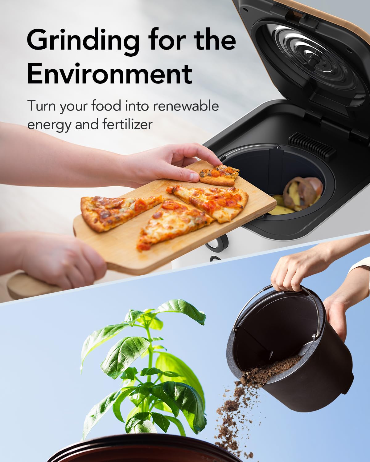 iDOO Smart Kitchen Composter, Electric Food Compost Bin, Indoor Countertop Food Cycler, Home Automated Composting Machine, Odorless and Compact Mixer Grinder, 3L Capacity Turn Waste to Compost