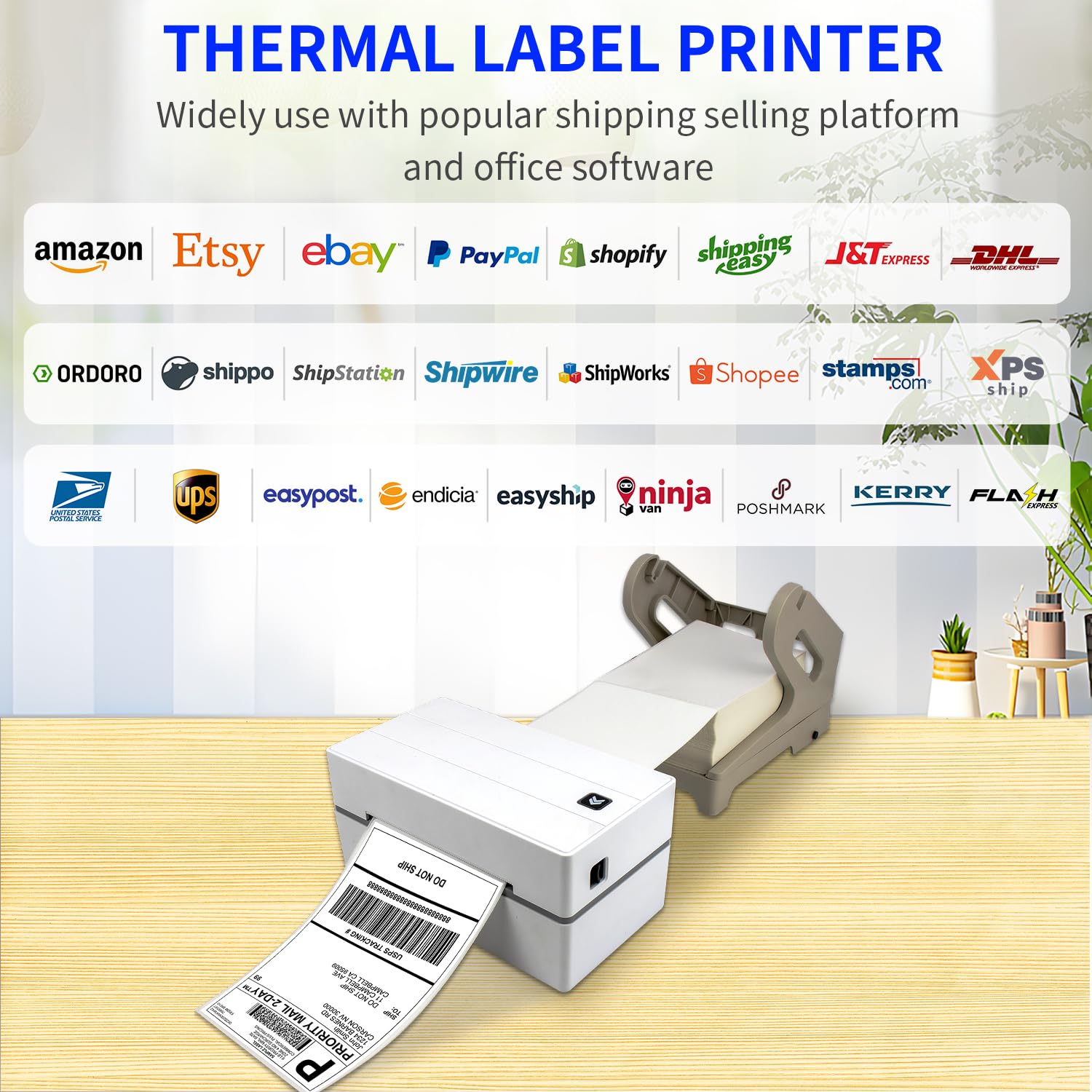 NETUM Shipping Label Printer, High-Speed 150mm/s Direct USB Thermal Barcode Printer 4×6 Shipping Label Printer Label Maker Machine Compatible with Ebay, Amazon, FedEx,UPS,Shopify,Etsy