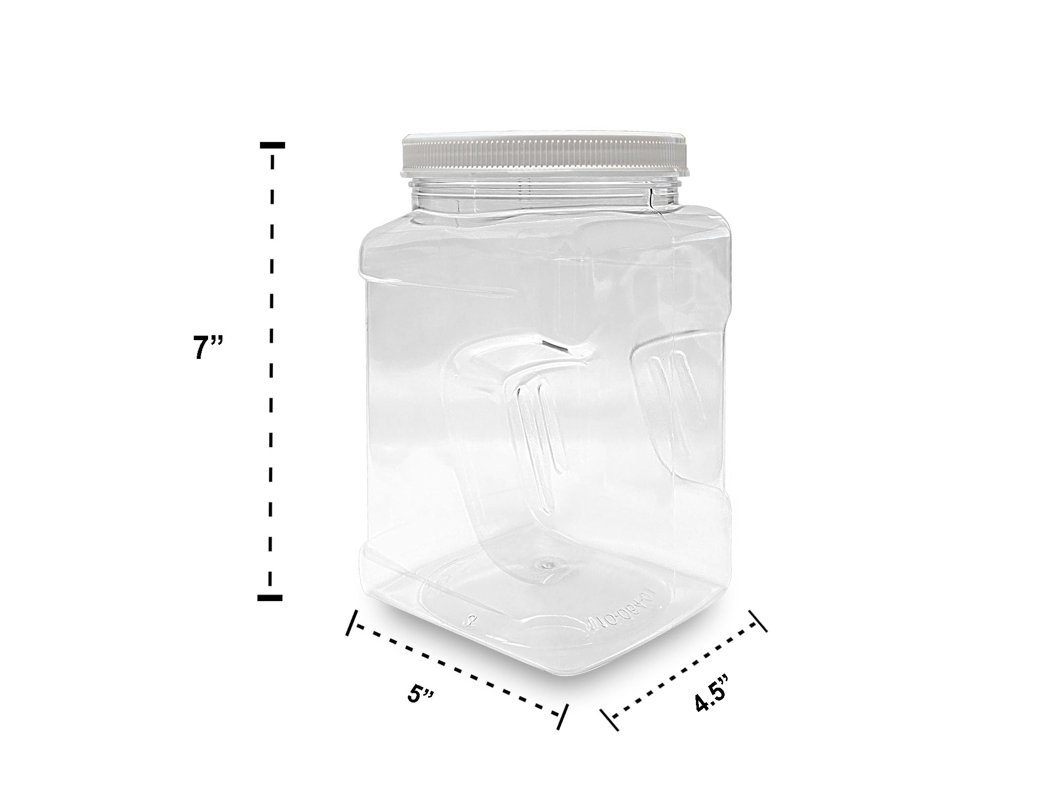 ljdeals 64 oz 1/2 Gallon Clear Empty Storage Containers with Lids, Square Plastic Canisters, Large Jars with Lids, BPA Free Plastic Jar, Wide Mouth Jar with Easy Grip Handles, Pack of 3, Made in USA