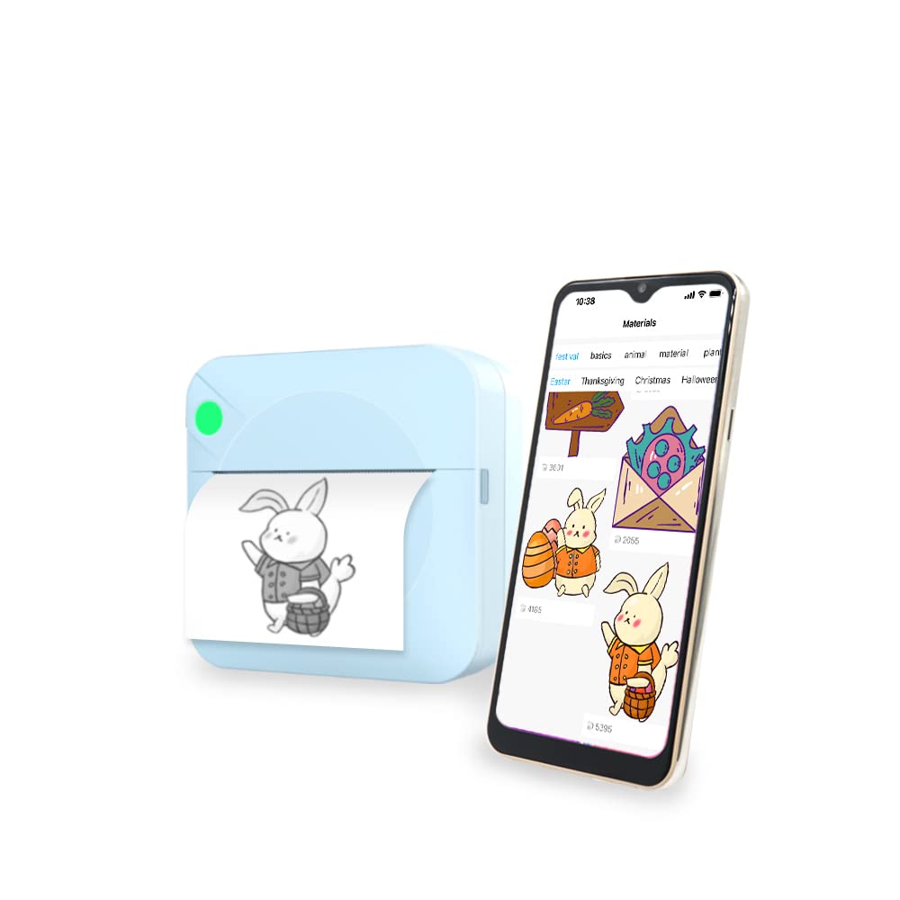Mini Pocket Printer, Wireless Bluetooth Thermal Inkless Printer for Label Receipt Photo Notes Study Compatible with iOS & Android (GKI-022)