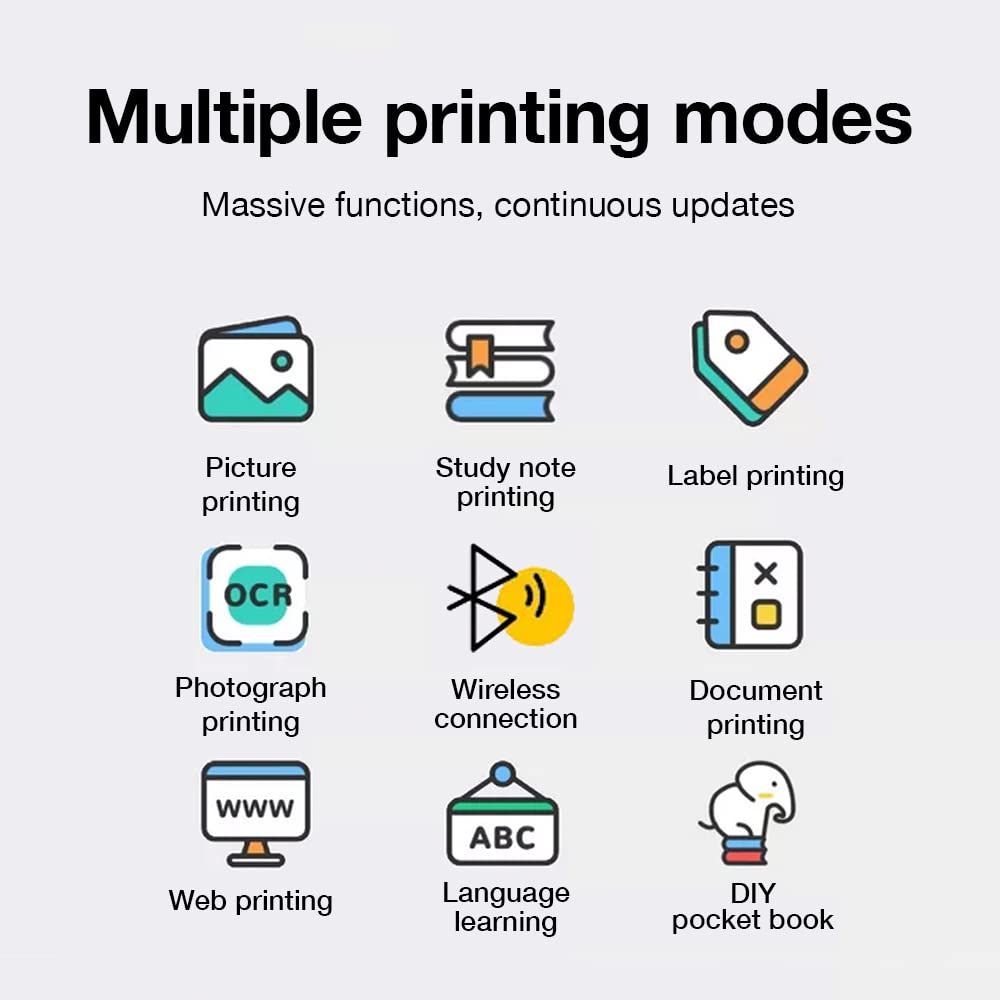 Mini Pocket Printer, Wireless Bluetooth Thermal Inkless Printer for Label Receipt Photo Notes Study Compatible with iOS & Android (GKI-022)
