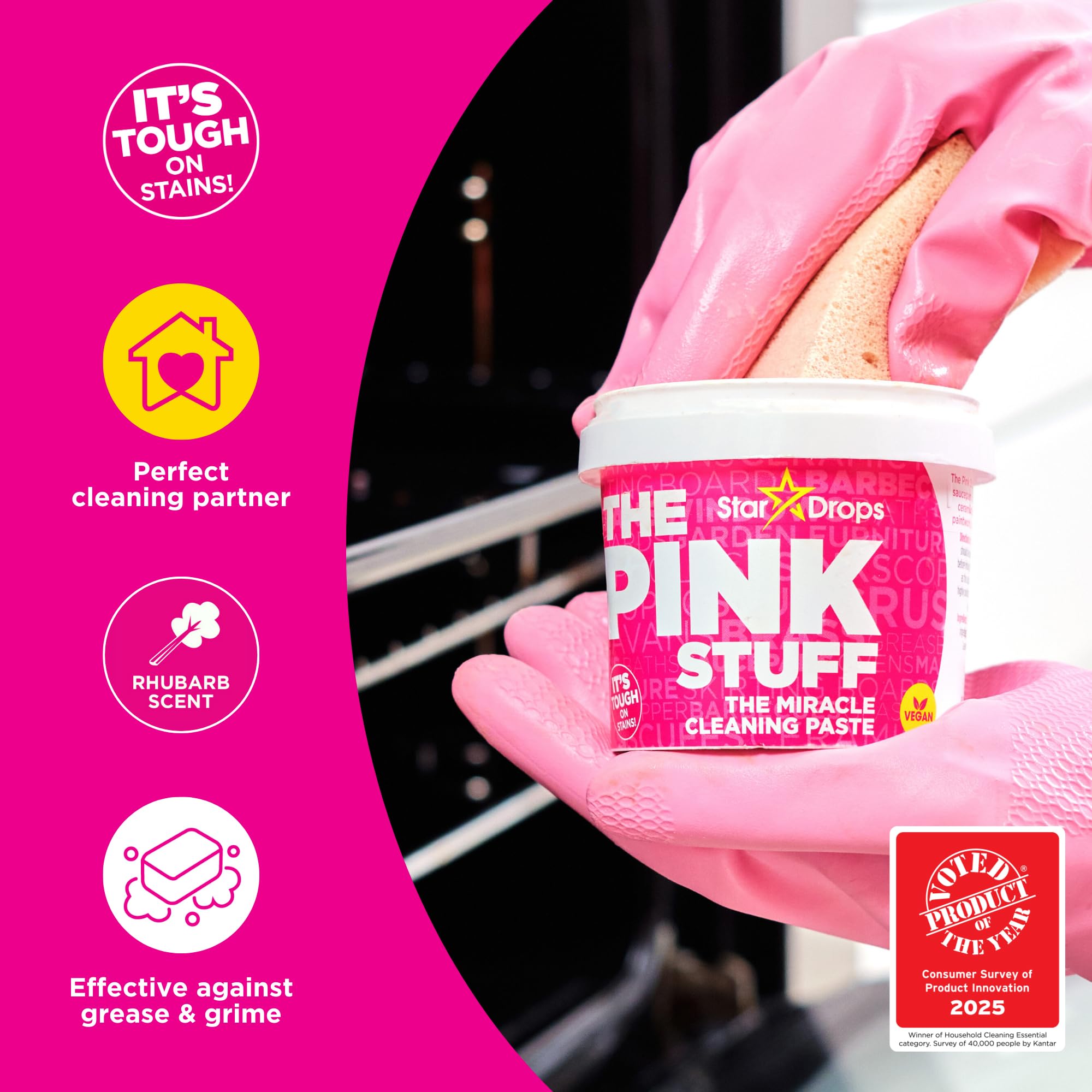Stardrops - The Pink Stuff - The Miracle Scrubber Kit - 2 Tubs of The Miracle Cleaning Paste With Electric Scrubber Tool and 4 Cleaning Brush Heads