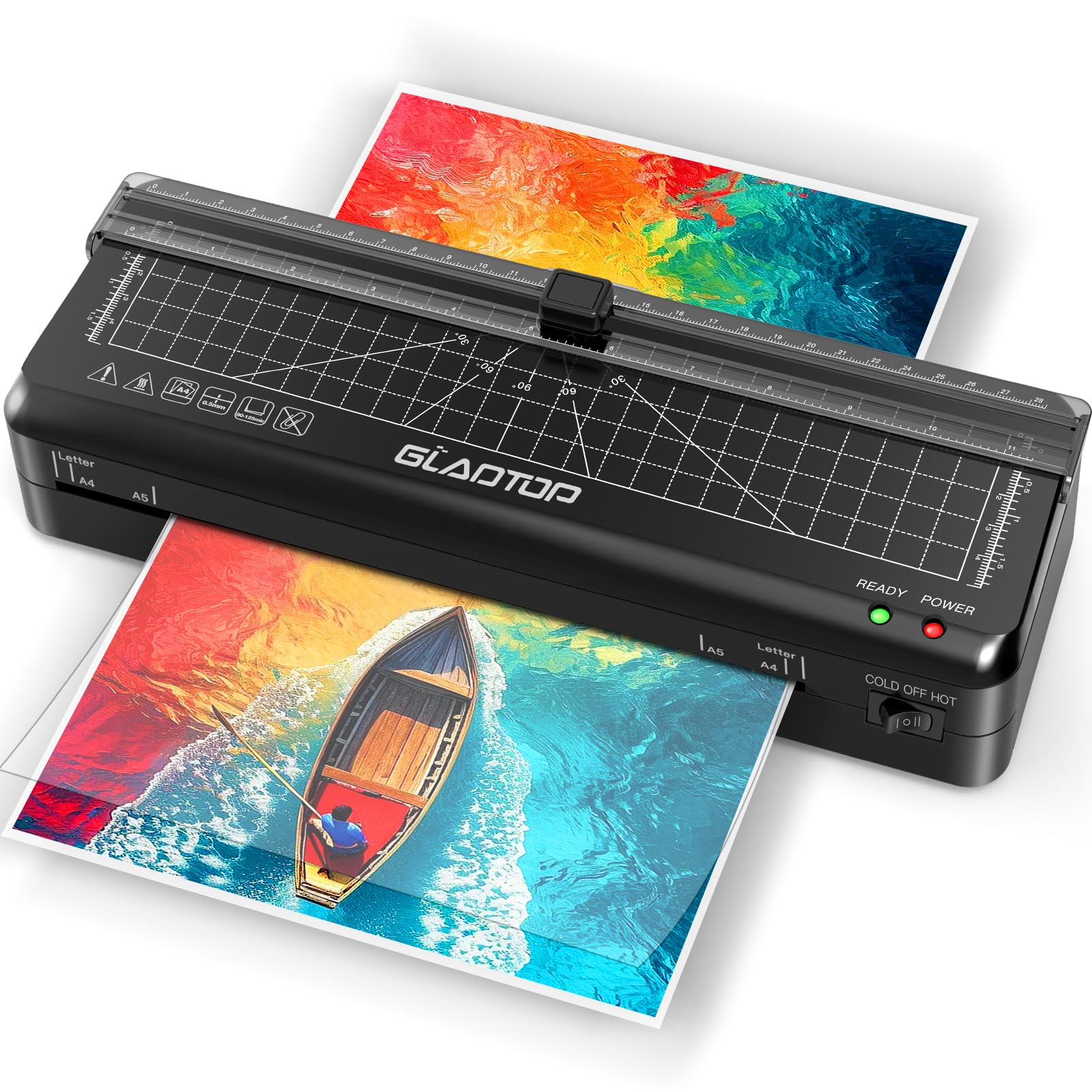 A4 Laminator, 9 inches Laminator Machine Built in Paper Trimmer with 30pcs Thermal Laminating Pouches Sheets, Corner Rounder, 70s Fast Warm-up, Portable Personal Laminator for Home/Office/School