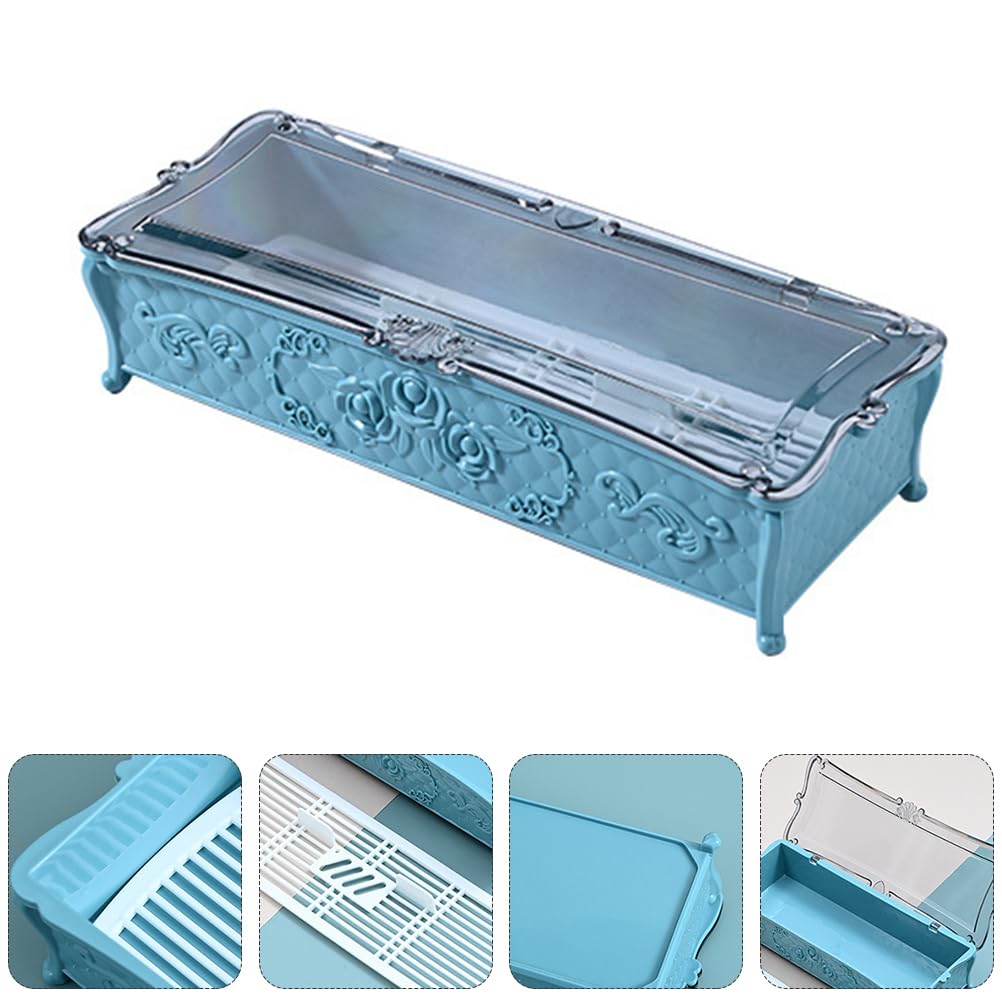 TOPBATHY Flatware Plastic Tray with Lid Kitchen Cutlery and Utensil Drawer Organizer Silverware Countertop Storage Container(Random Color)