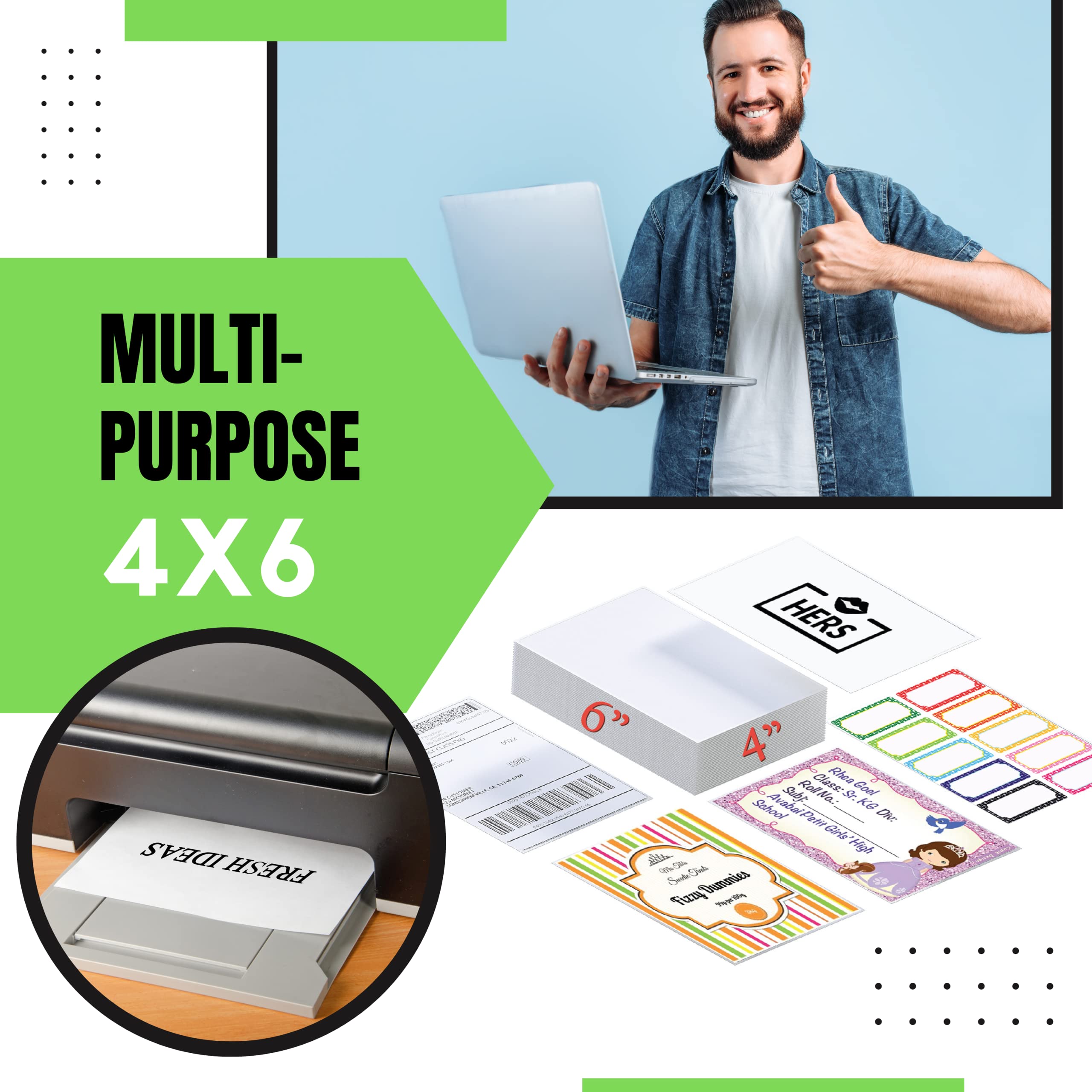 JETZAP Pre-Cut 4x6 Shipping Labels for Inkjet and Laser Printers - Just Load & Print - USPS UPS FedEx Multi-Purpose Adhesive Sticker Matte Opaque Smudge-Free Jam-Free Home Printer Compatible 120 Pack