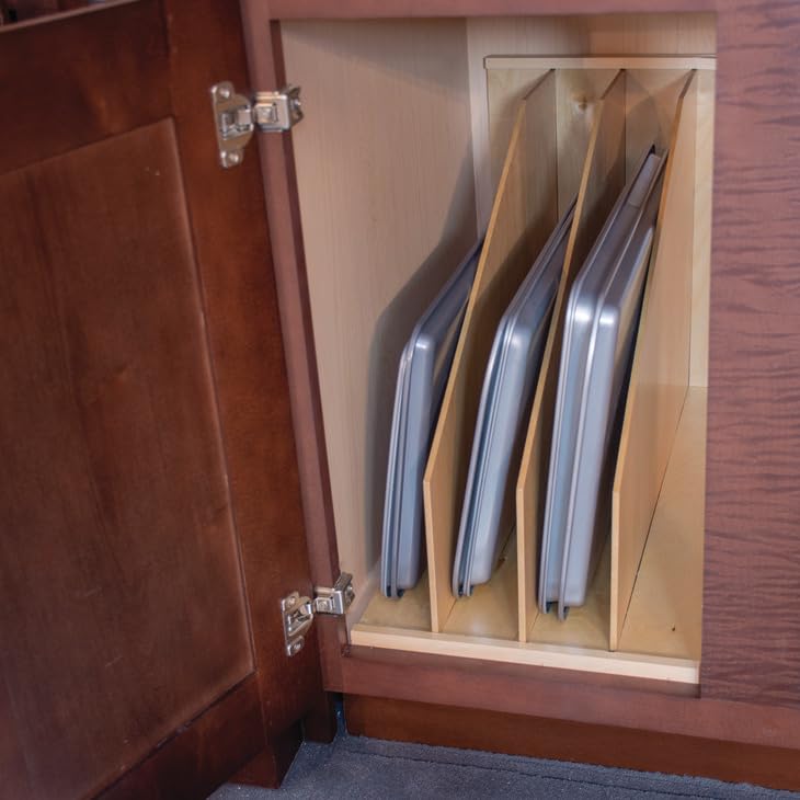 Maple Wood 10-1/4 Inch Wide Vertical Tray Divider Organizer with 3 Sections for 12 Inch Cabinets (1)