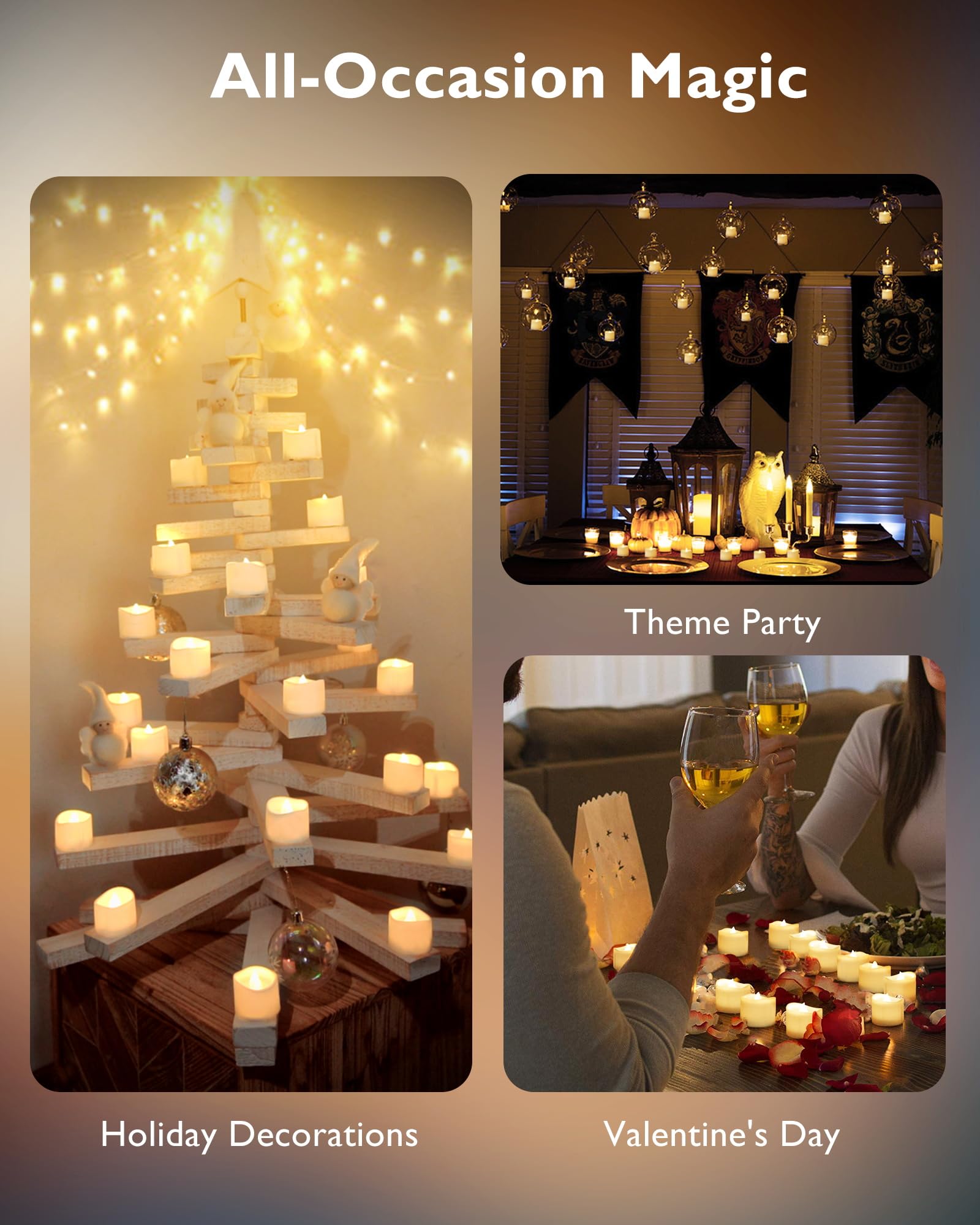 Homemory LED Tea Lights with Timer, Built-in 6 Hours Timer Tea Lights, Votive Candles Battery Operated, Flameless Candles with Timer, 1-2/5‘’Dia x 1-1/4''H, Pack of 12, Warm White Light, No Remote