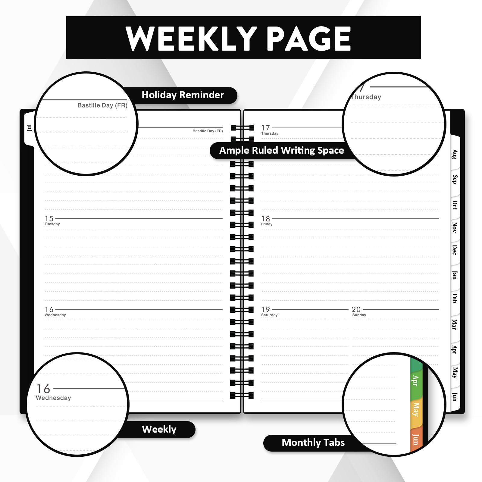 2023 Planner - 2023 Planner with Weekly and Monthly Spreads, Jan 2023 - Dec 2023, 6.25" × 8.3", Strong Twin-Wire Binding, Round Corner, Improving Your Time Management Skill