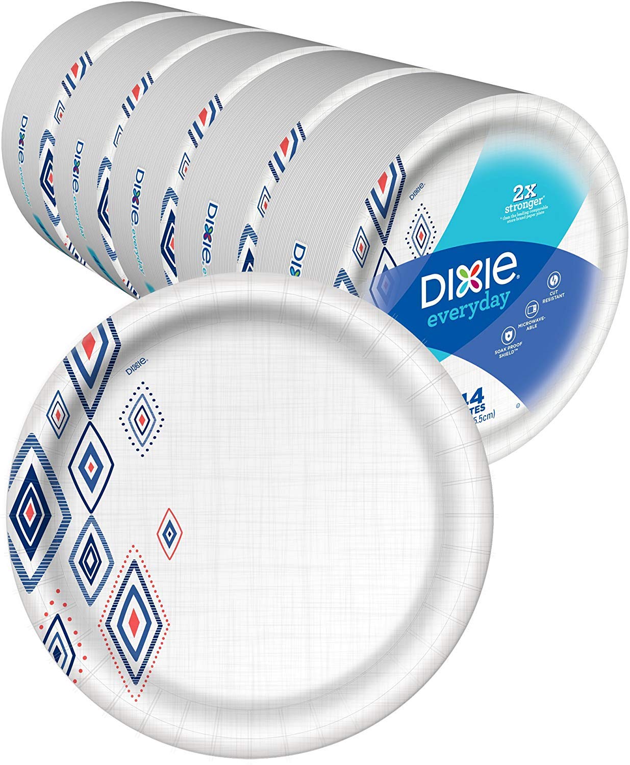 Dixie Paper Plates, 10 1/16 inch, Dinner Size Printed Disposable Plate, 44 Count (Pack of 5) , Packaging and Design May Vary