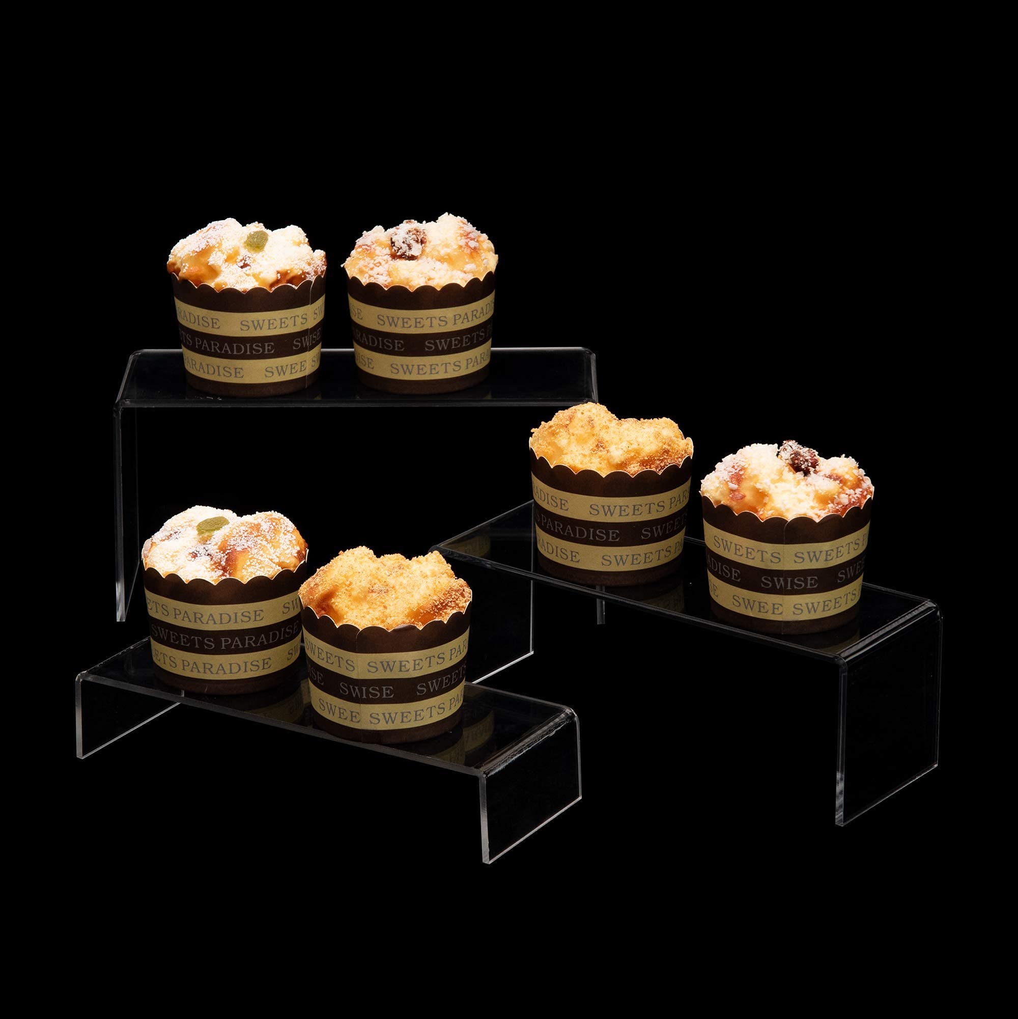 ihomecooker 6 Pc Clear Acrylic Display Risers Showcase for Shoe Risers Retail Stand Cupcake Stand Dessert Stand …