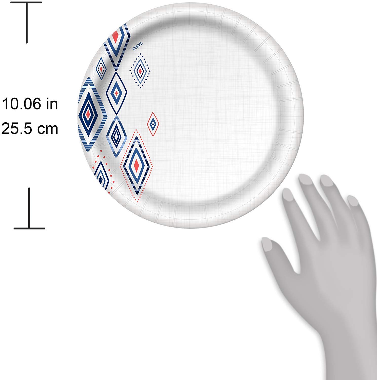 Dixie Paper Plates, 10 1/16 inch, Dinner Size Printed Disposable Plate, 44 Count (Pack of 5) , Packaging and Design May Vary