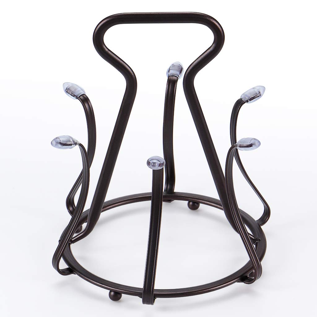 Skelang Cup Drying Rack, Cup Drying Stand 6 Silicone Protective Hooks, Metal Cup Mug Organizer, Countertop Cup Holder for Bottle, Glass, Mug (Black Coffee)