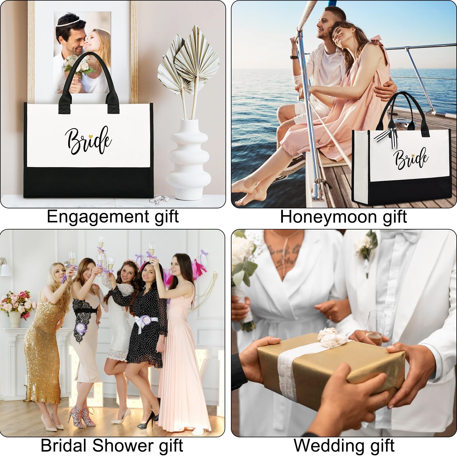Lamyba Mother of the Bride Gifts,Mother of the Bride Tote Bag With Makeup Bag,Bridal Shower Gifts,Black and White