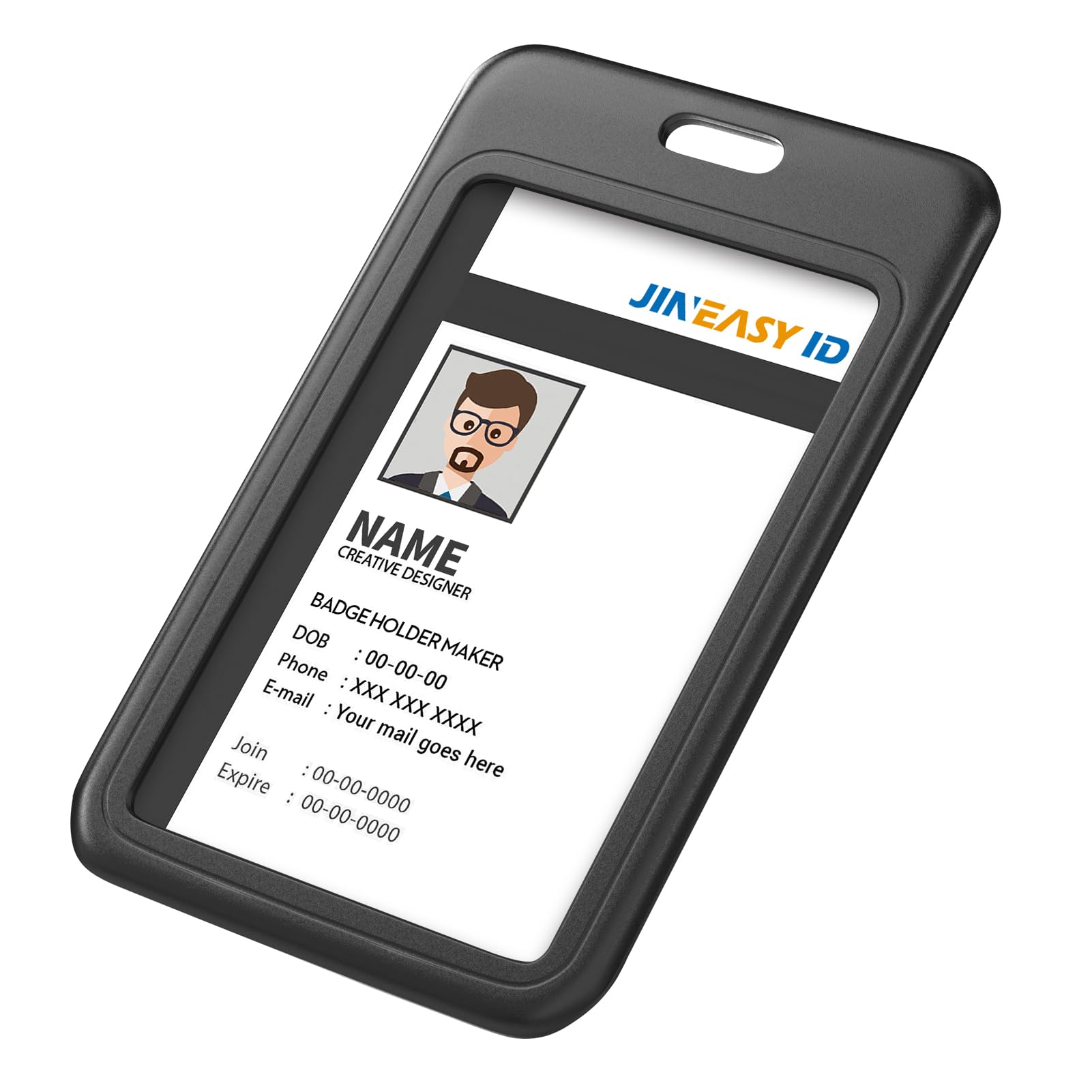 2 Pack Hard Plastic Vertical ID Badge Holder Slide Open ID Card Holder by Jineasy ID
