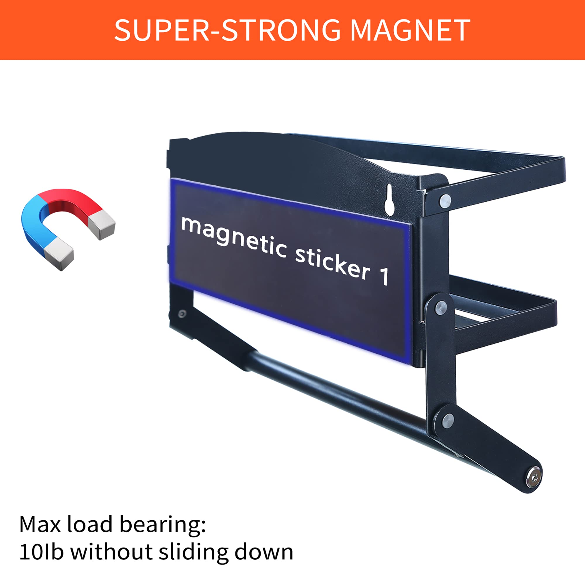 Foldable Magnetic Paper Towel Holder Refrigerator Storage Spice Rack with 3 Mobile Hooks and Paper Towel Holder(Single Layer /Black) Strong Magnetic Shelf for Refrigerator