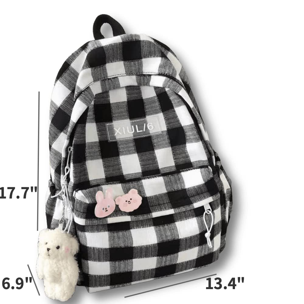 School Backpack for Girls,Cute Backpacks for Teen Girls with Pendent,Outdoor backpack,Book Bag,Purple Backpack (black)