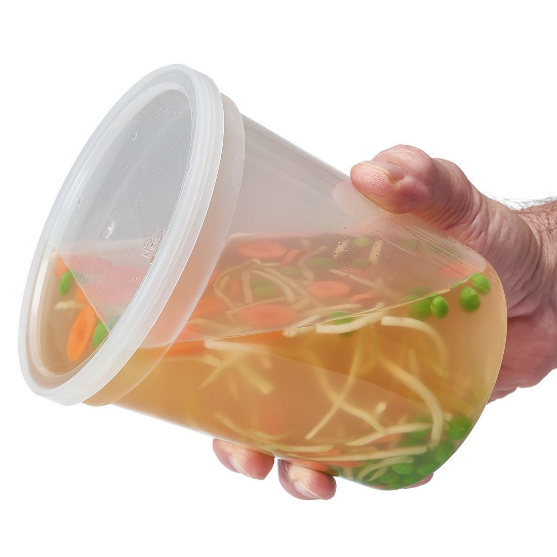 YW 5937 50 sets 32oz plastic soup/Food container with lids, Original version, Clear