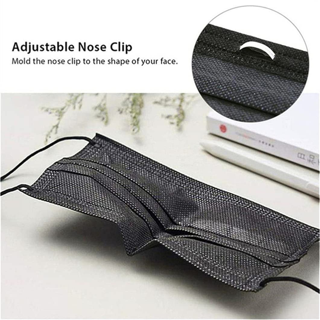 Kids Face Masks Disposable Mask 100 Pcs Children Sized Breathable Mouth Cover Black Face Mask for Kids