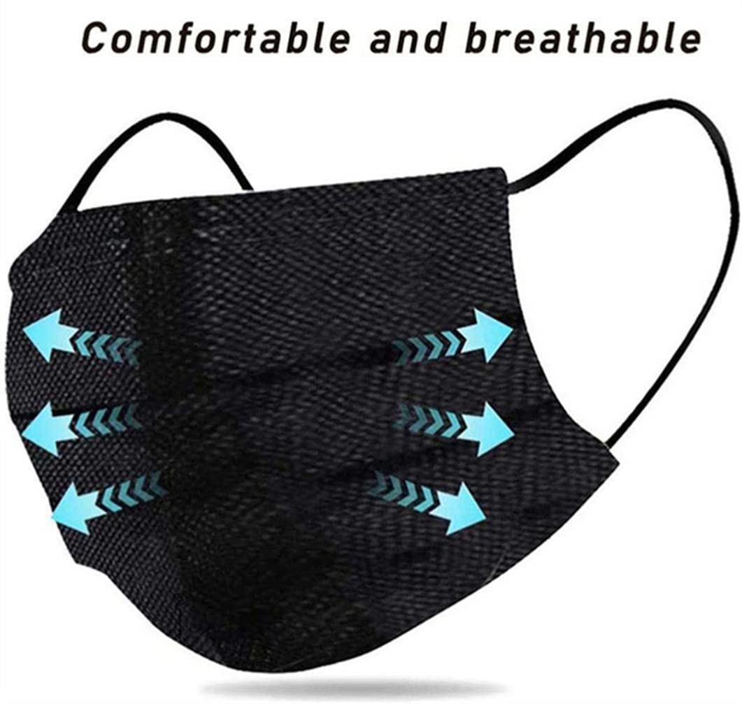 Kids Face Masks Disposable Mask 100 Pcs Children Sized Breathable Mouth Cover Black Face Mask for Kids