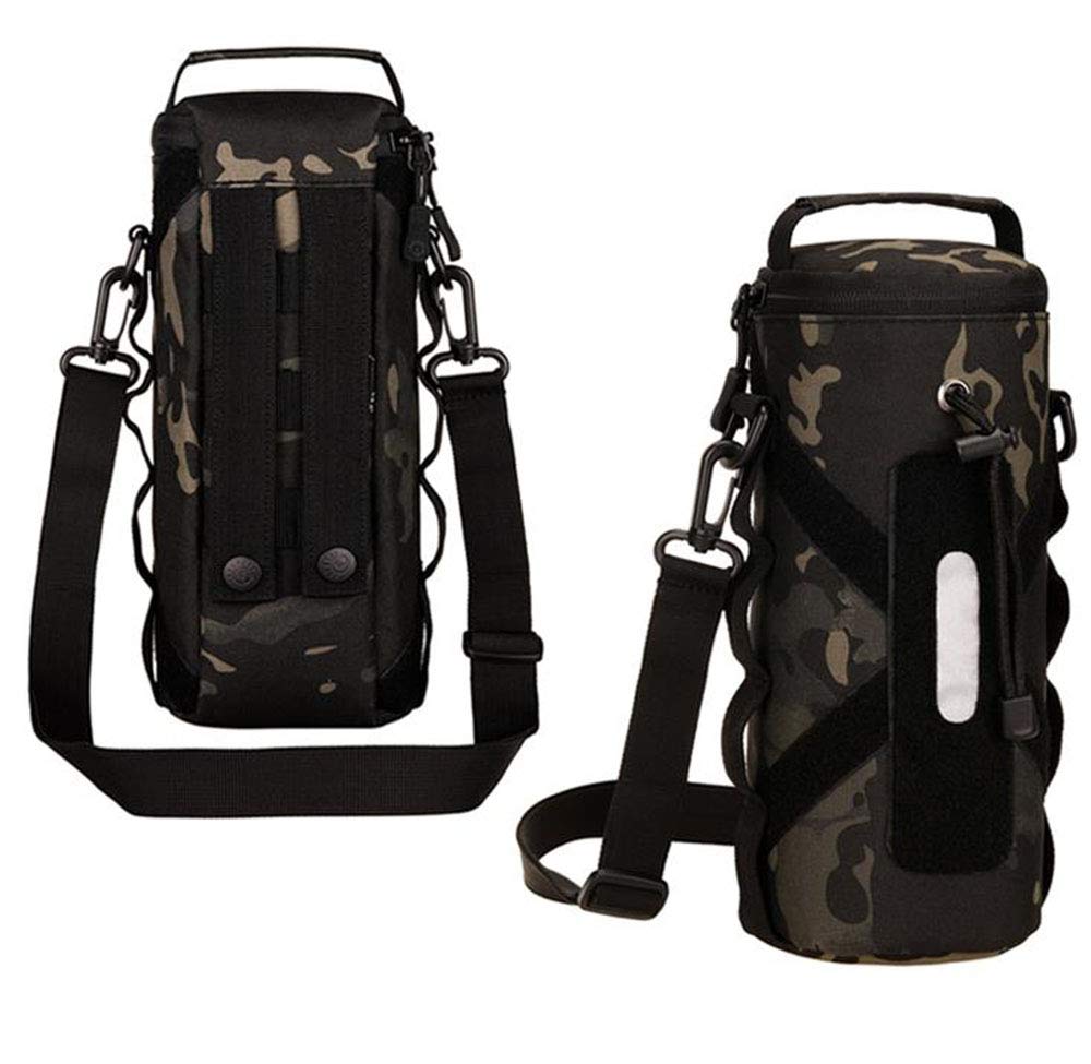 Jadedragon Water Bottle Carrier Tactical Holder Storage Bag Bottle Pouch Holder with Adjustable ShoulderHand Strap 33oz for Hiking Travel Camping (Black cp)