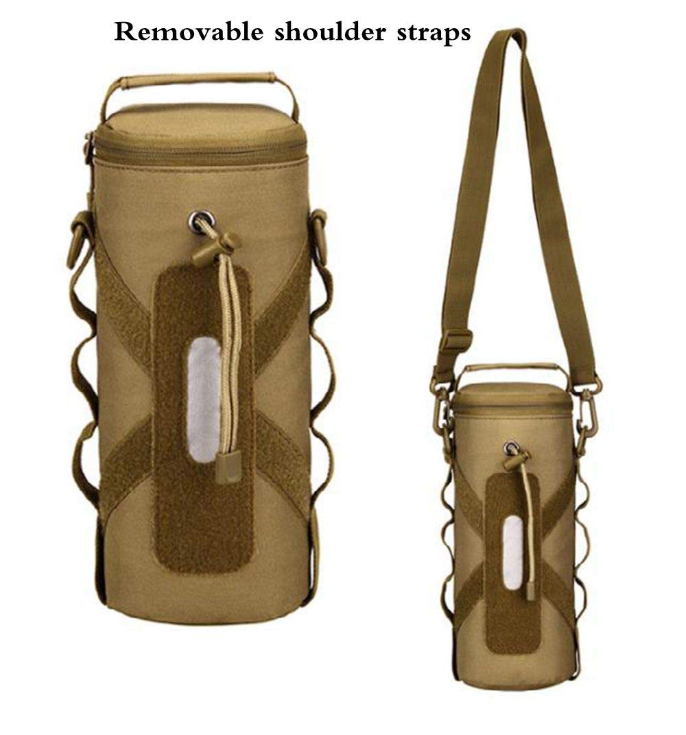 Jadedragon Water Bottle Carrier Tactical Holder Storage Bag Bottle Pouch Holder with Adjustable ShoulderHand Strap 33oz for Hiking Travel Camping (Black cp)