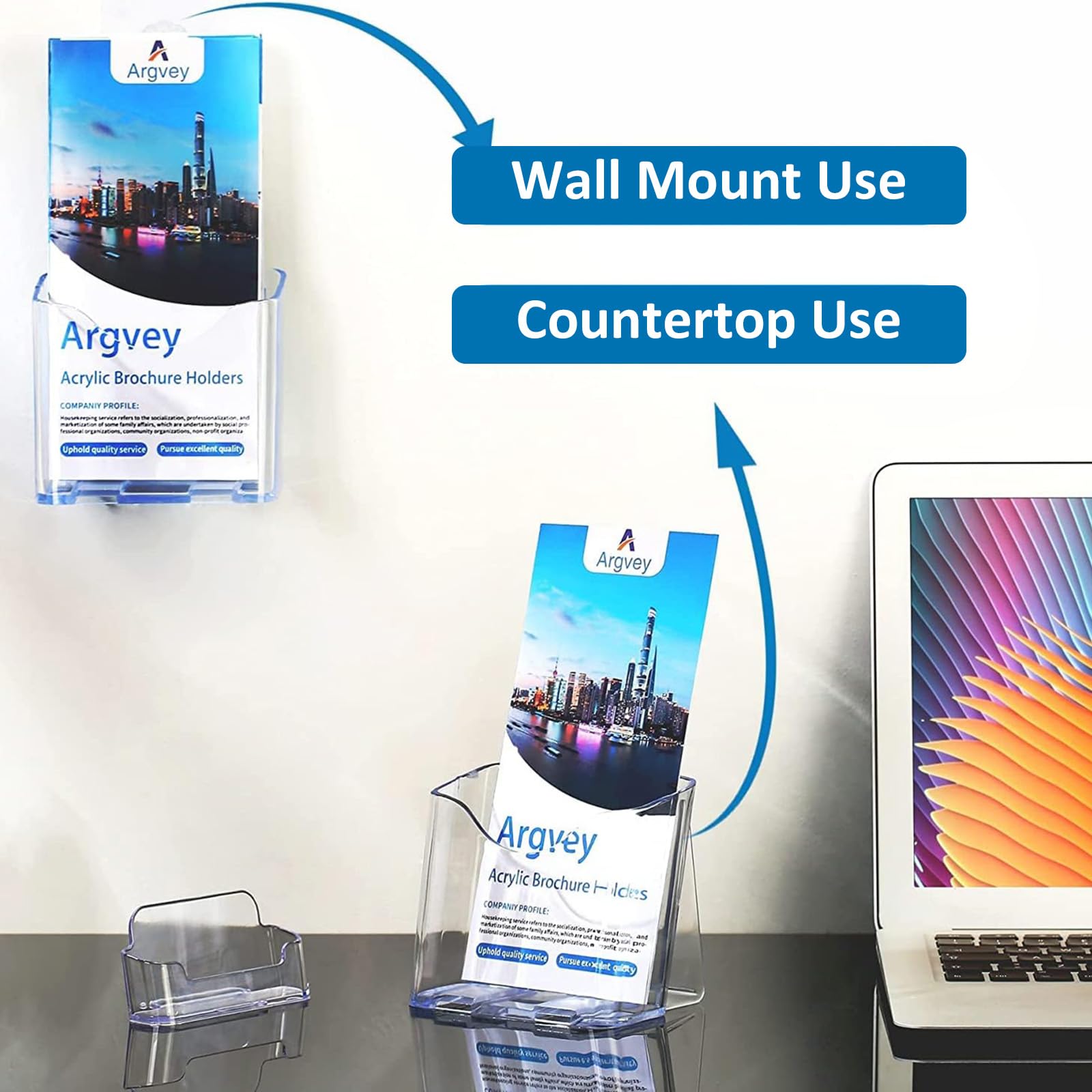 Acrylic Brochure Holder, 6-Pack Plastic Trifold 4 Inches Wide Pamphlet Holder Wall Mount/Countertop Organizer for Display Flyer, Booklet, Document, Literature