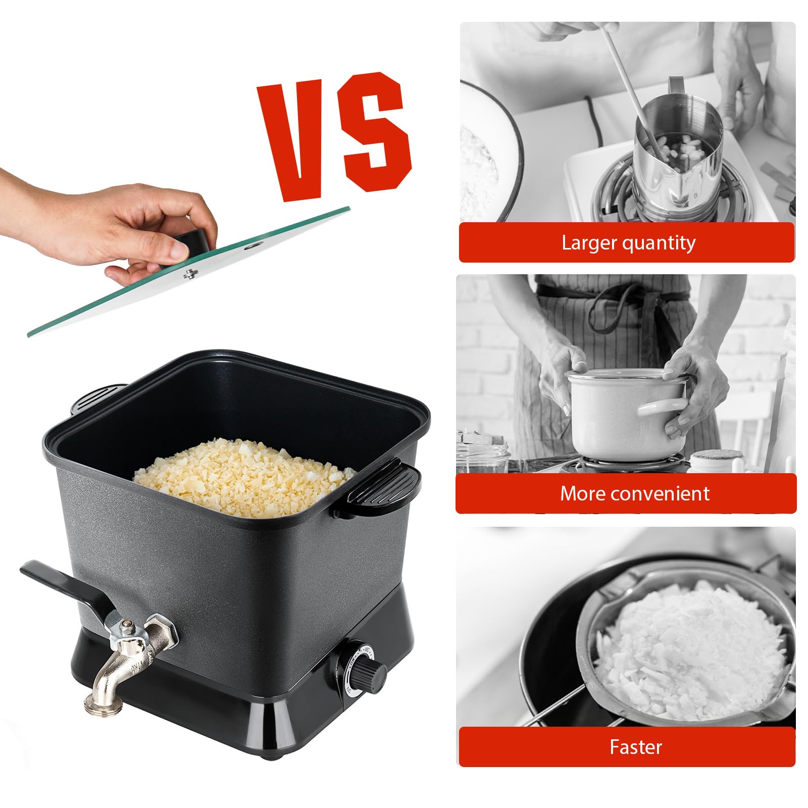 Byoowndiy Wax Melter for Candle Making, 150 oz Electric Candle Wax Melting Pot with Pour Spout and Temperature Controller
