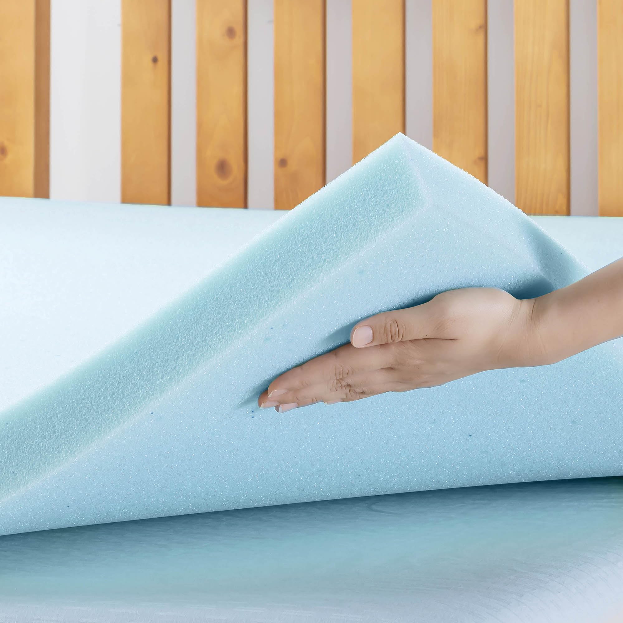 Best Price Mattress 1.5 Inch Ventilated Memory Foam Mattress Topper, Cooling Gel Infusion, CertiPUR-US Certified, Queen