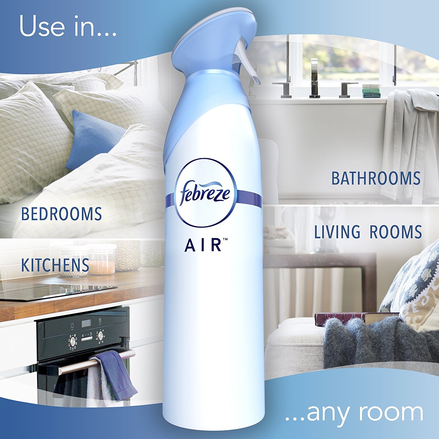 Febreze Air Freshener Heavy Duty Spray, Odor Fighter, Crisp Clean, 8.8 oz (Pack of 6)