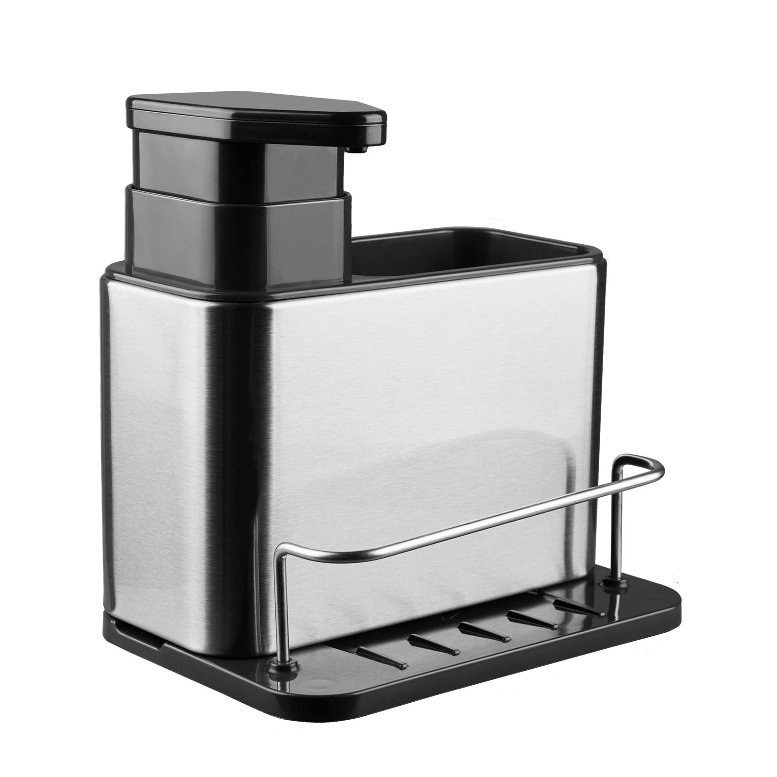 RedCall Soap Dispenser for Kitchen Sink, 3-in-1 Sponge Holder for Kitchen Sink Caddy, Stainless Steel Kitchen Sink Organizer Tray Drainer Rack, Rustproof Dish Soap Dispenser Brush Holder Countertop