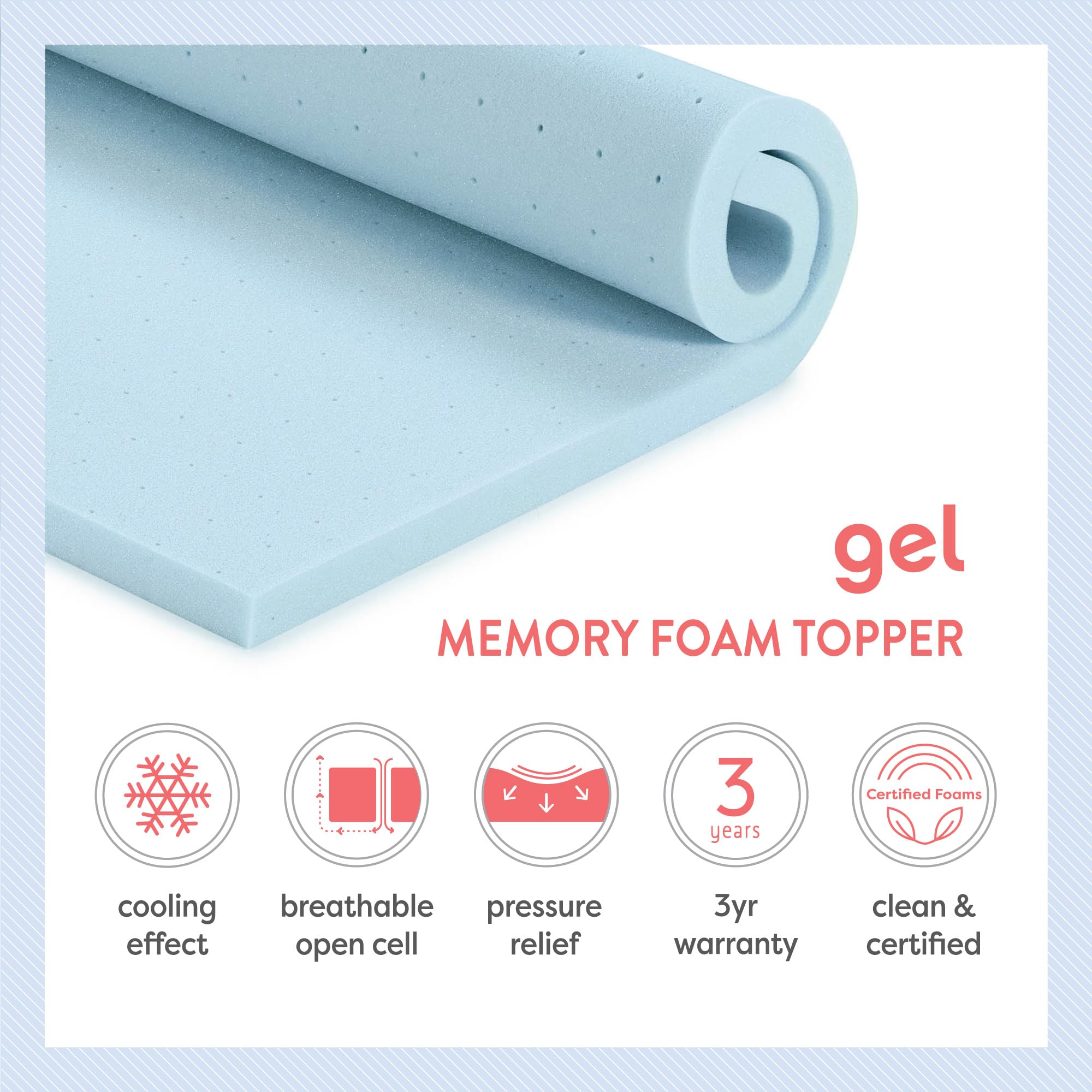 Best Price Mattress 1.5 Inch Ventilated Memory Foam Mattress Topper, Cooling Gel Infusion, CertiPUR-US Certified, Queen