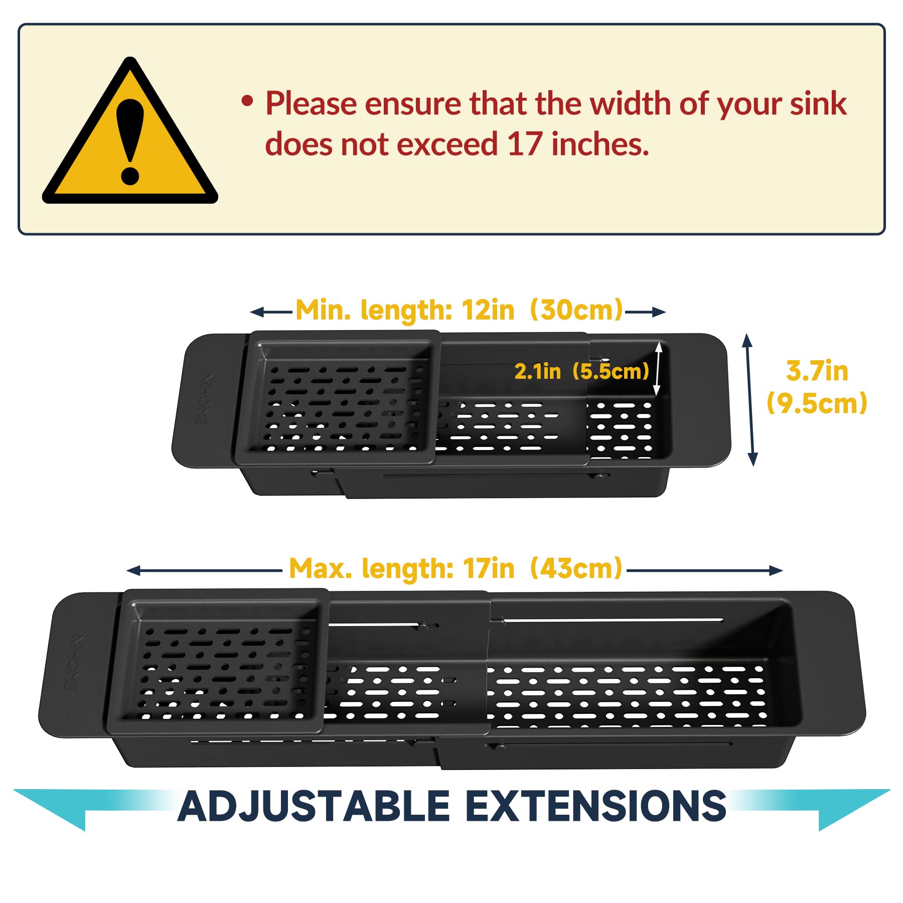 NiHome 17.5ββx15.3ββ Roll Up Dish Drying Rack with Side Utensil Holder Tray Over Sink Detachable Foldable Collapsible Stainless Steel Multipurpose Kitchen Drainer (Black)