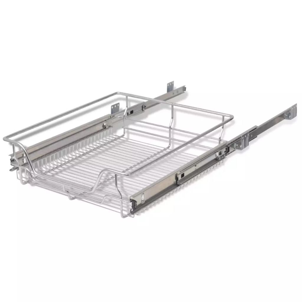 Festnight Pack of 2 Pull-Out Wire Storage Baskets Rack Sliding Steel Cabinet Slides Under Shelves Sliding Organizer for Kitchen Pantry Bathroom Cupboard Suitable for 19.7" Wide