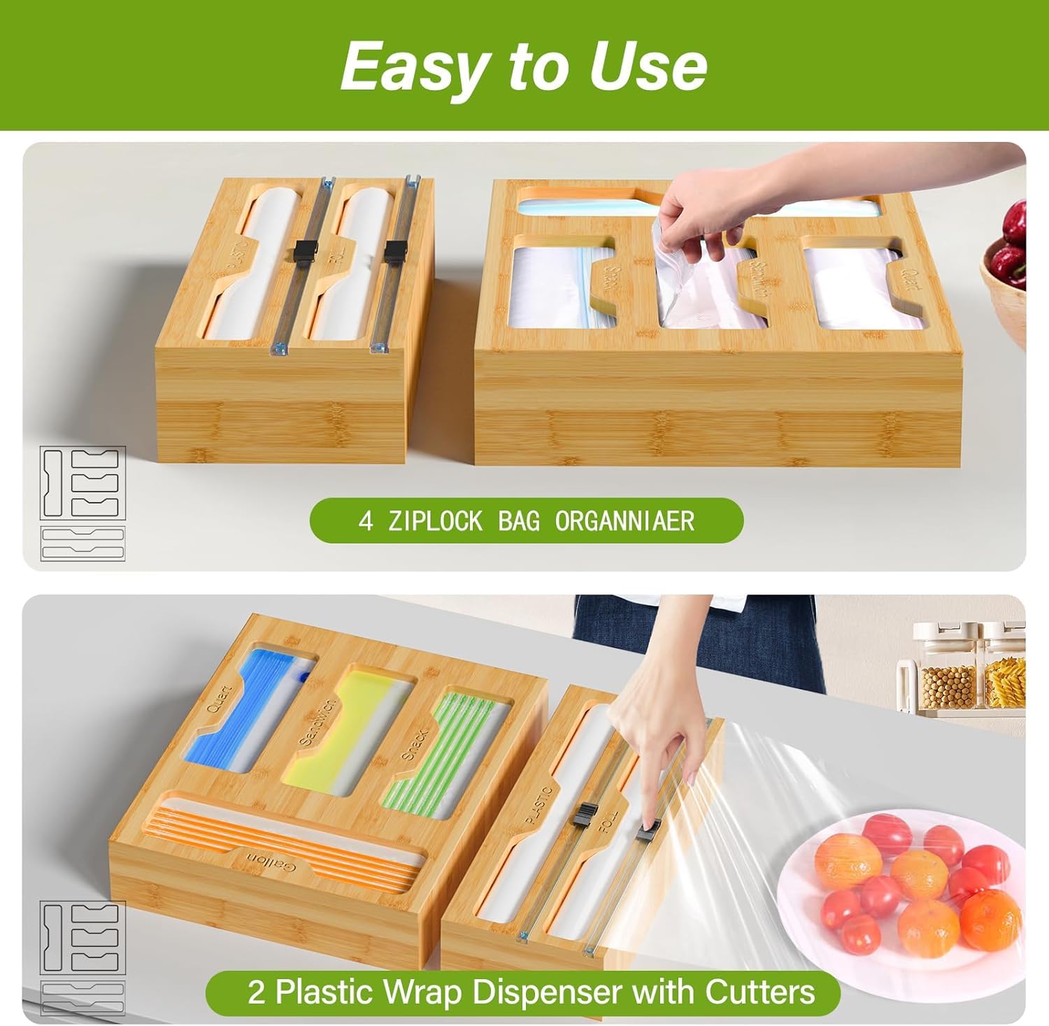 KOCWELL 2 Tier Under Sink Organizer and Under Sink Mat 34" x 22" Set, Sliding Under Bathroom Cabinet Storage Drawer Organizer with Hooks, Hanging Cup, Multi-purpose Under Sink Shelf Organizer