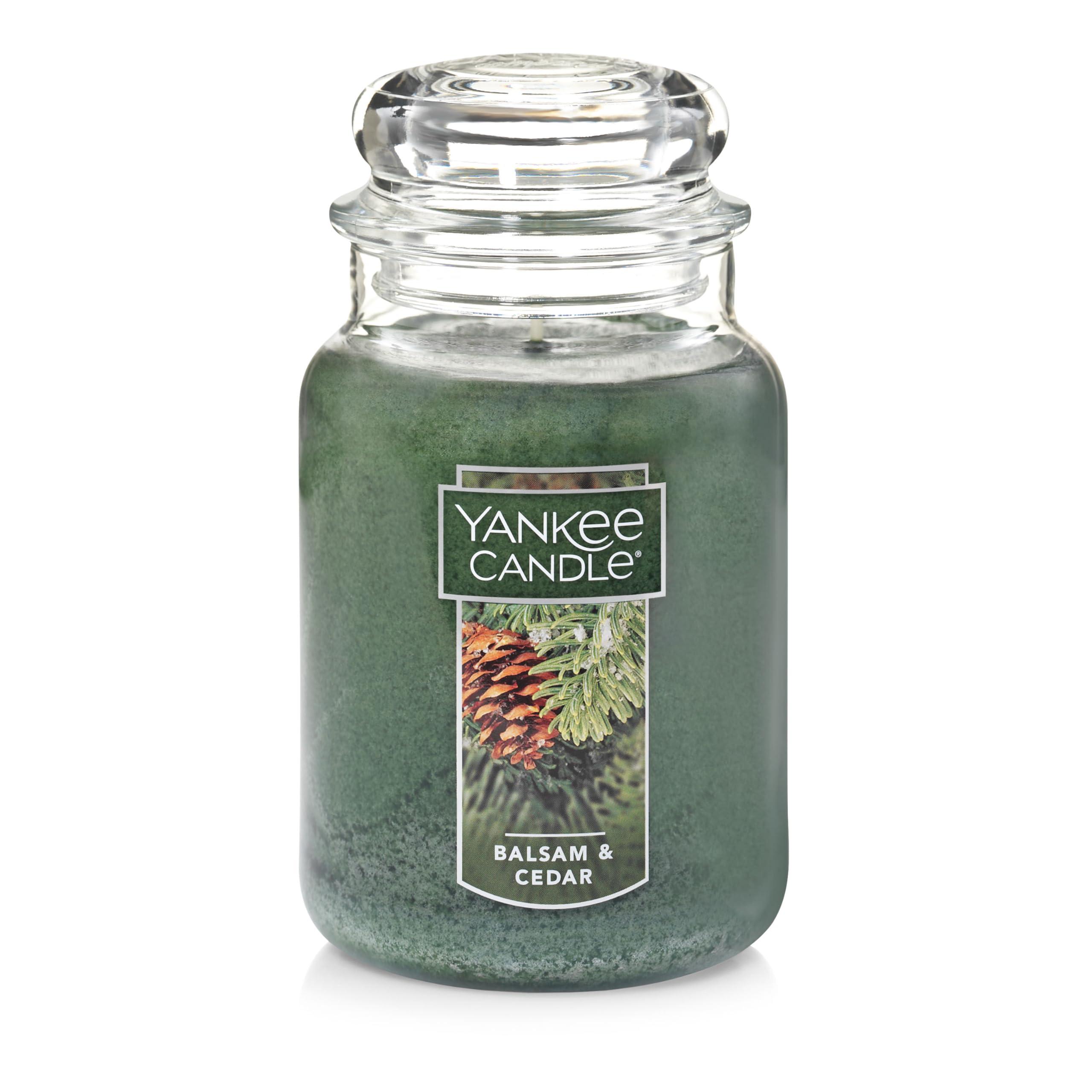 Yankee Candle Balsam & Cedar Scented, Classic 22oz Large Jar Single Wick Candle, Over 110 Hours of Burn Time