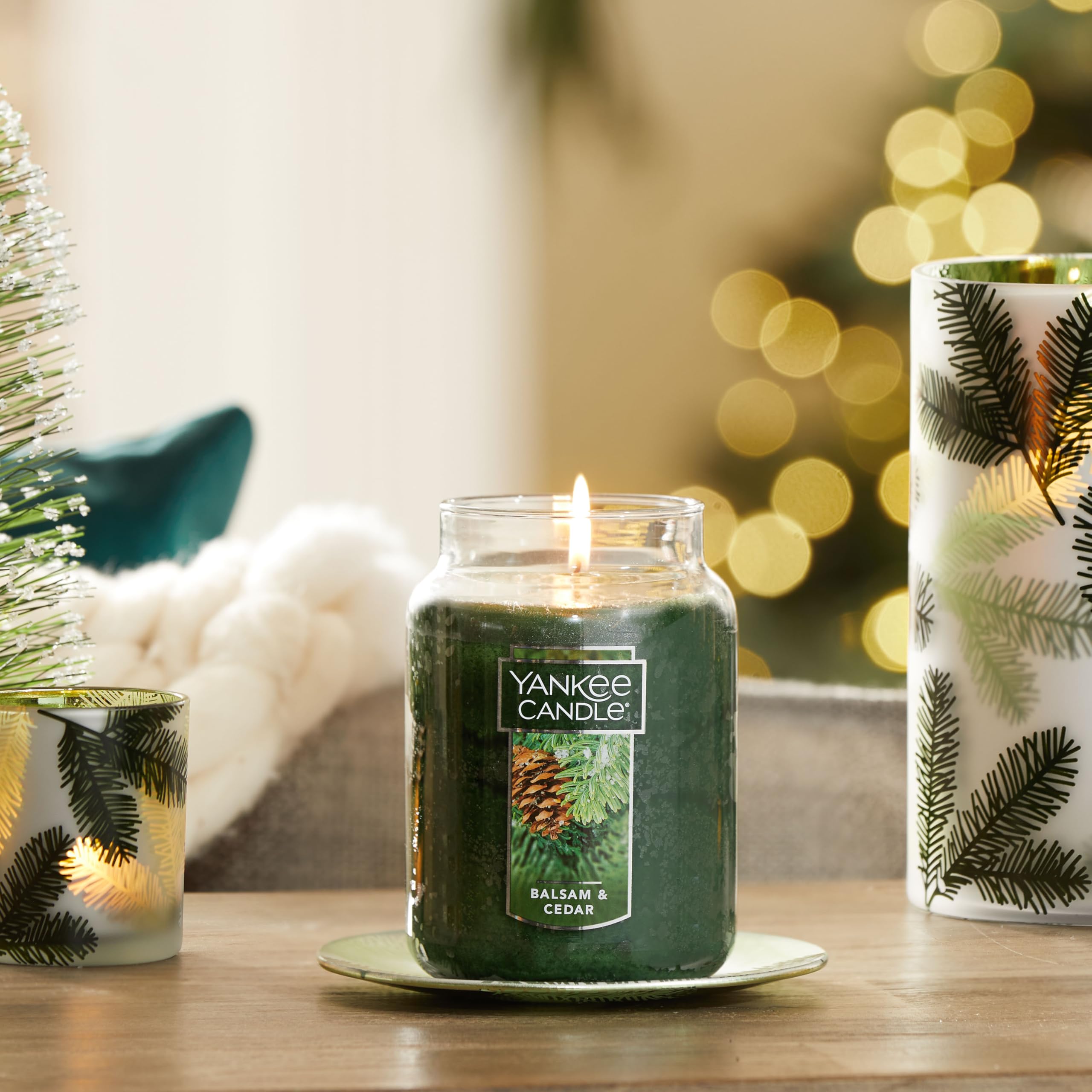 Yankee Candle Balsam & Cedar Scented, Classic 22oz Large Jar Single Wick Candle, Over 110 Hours of Burn Time