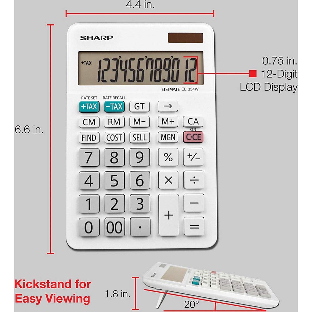 Sharp EL-334WB Business Calculator, White 4.0