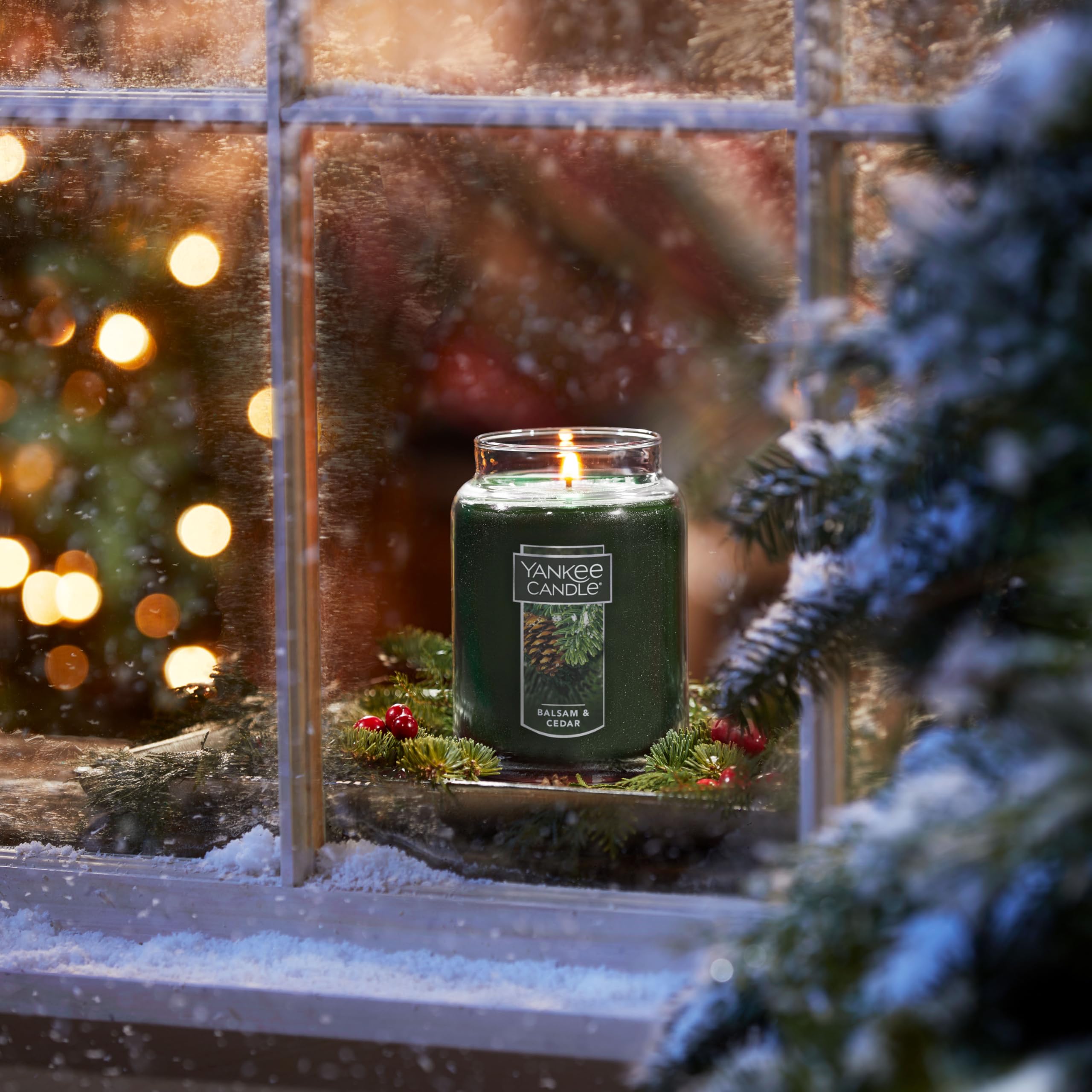 Yankee Candle Balsam & Cedar Scented, Classic 22oz Large Jar Single Wick Candle, Over 110 Hours of Burn Time