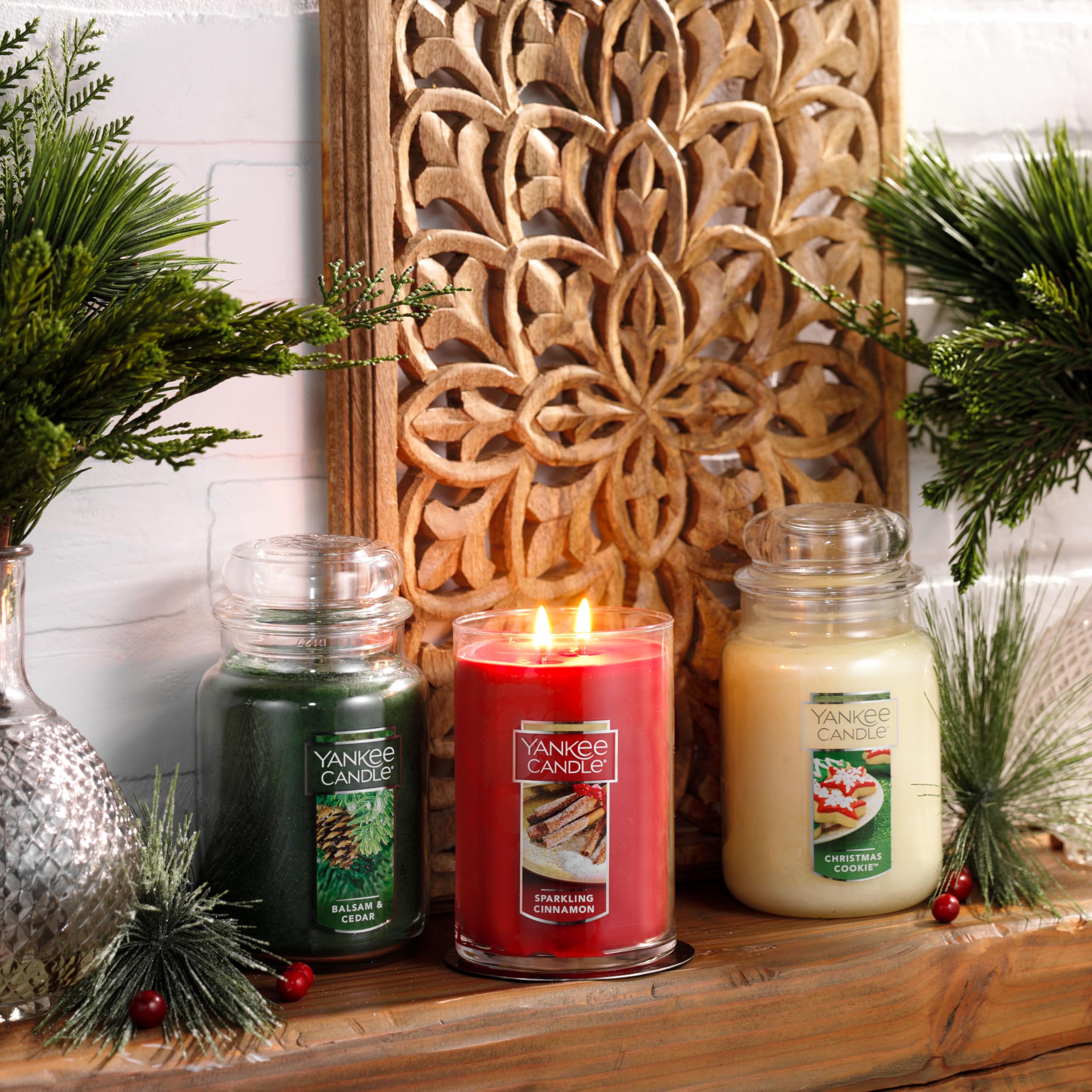 Yankee Candle Balsam & Cedar Scented, Classic 22oz Large Jar Single Wick Candle, Over 110 Hours of Burn Time
