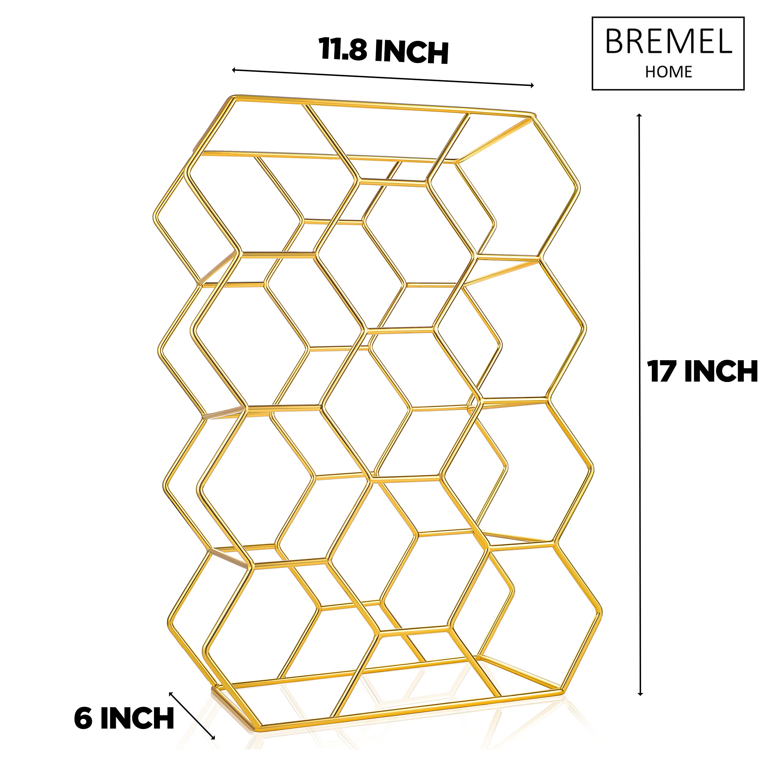 Bremel Home Wine Rack Hexagon Countertop Gold