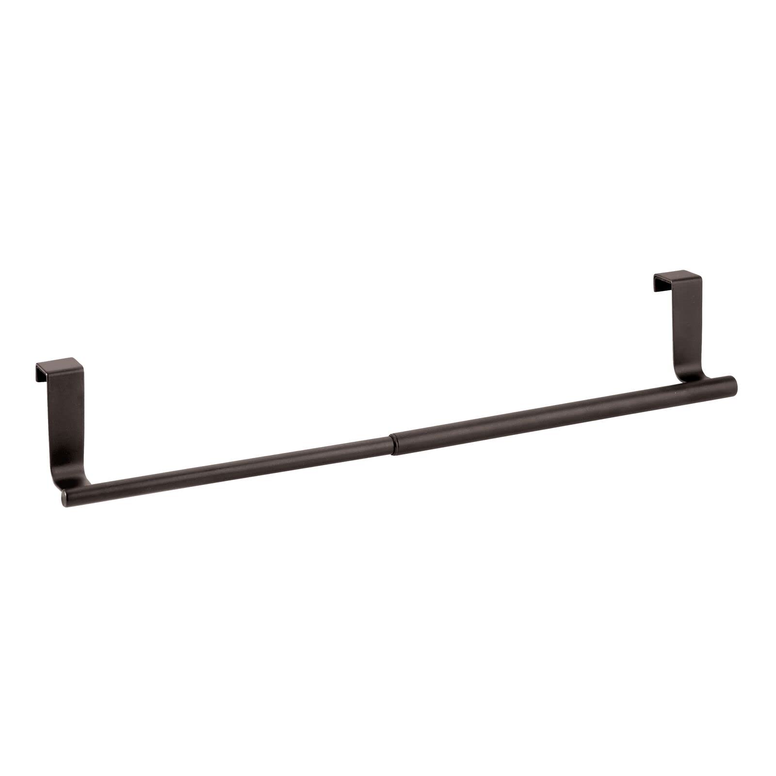 mDesign Adjustable, Expandable Over Kitchen Cabinet Towel Bar Rack - Hang on Inside or Outside of Doors, Hold Hand, Dish, Tea Towels - Customizable to 17" Wide, Omni Collection - Bronze