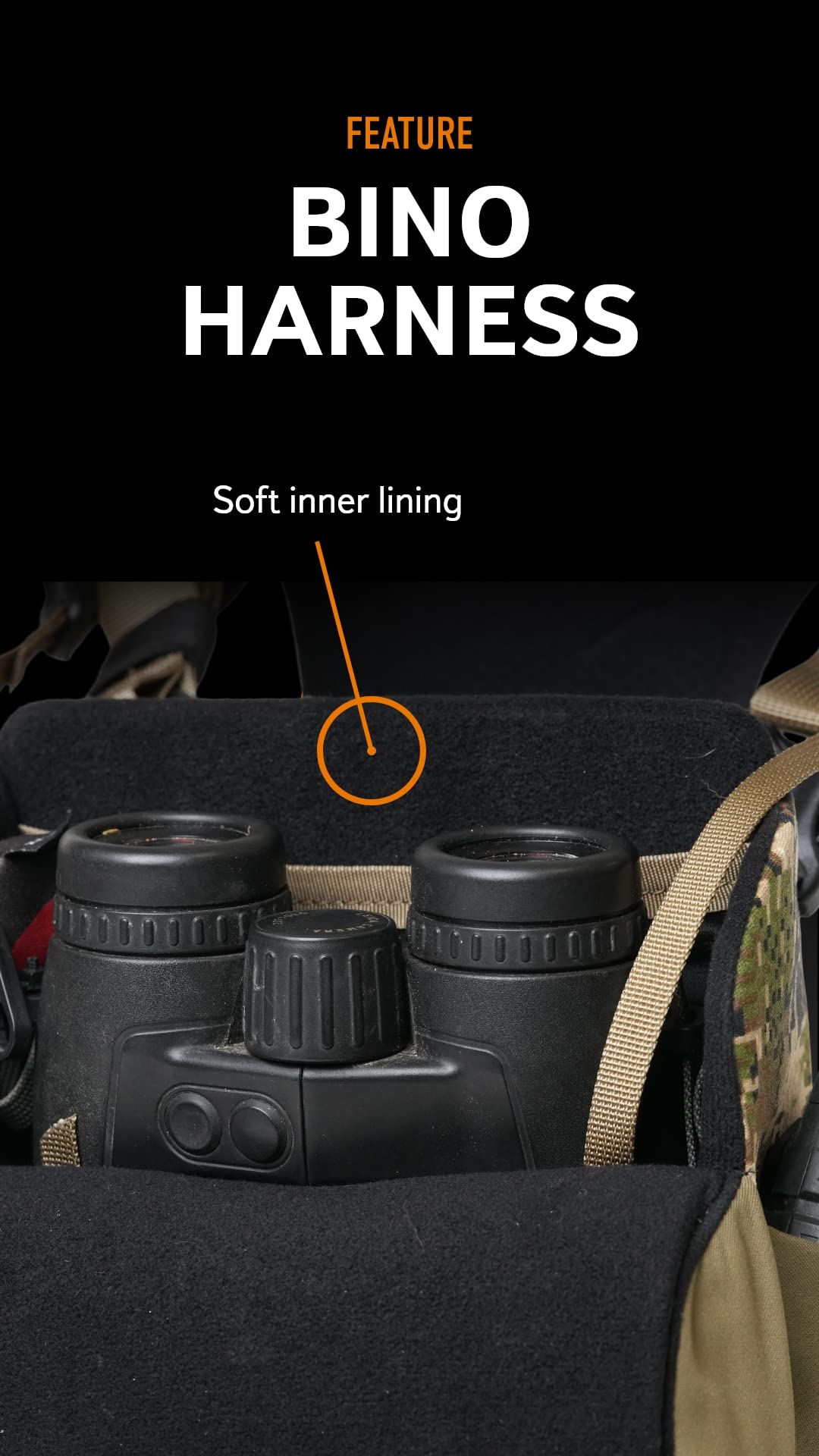 Mystery Ranch Bino Harness 12x, Chest Rig, Binocular Case, Tactical Pouch, for Rough Country, Hunting, Outdoors - Coyote-XL