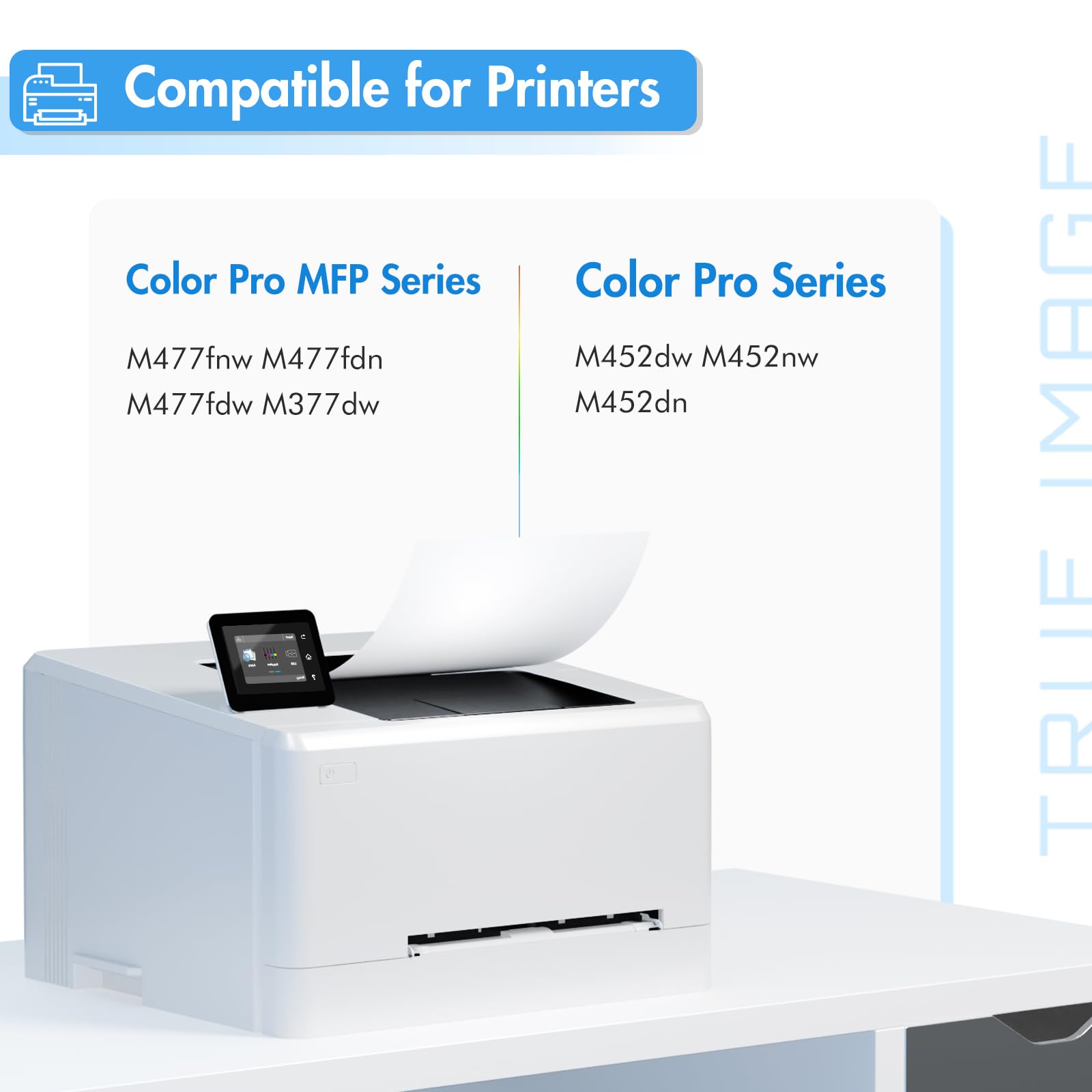 TRUE IMAGE Compatible Toner Cartridge Replacement for HP 410X CF410X CF410A 410A M477 M452 Color Pro MFP M477fdw M477fnw M452dw M477fdn M452nw M452dn M377dw Printer Ink (Black, 1-Pack)