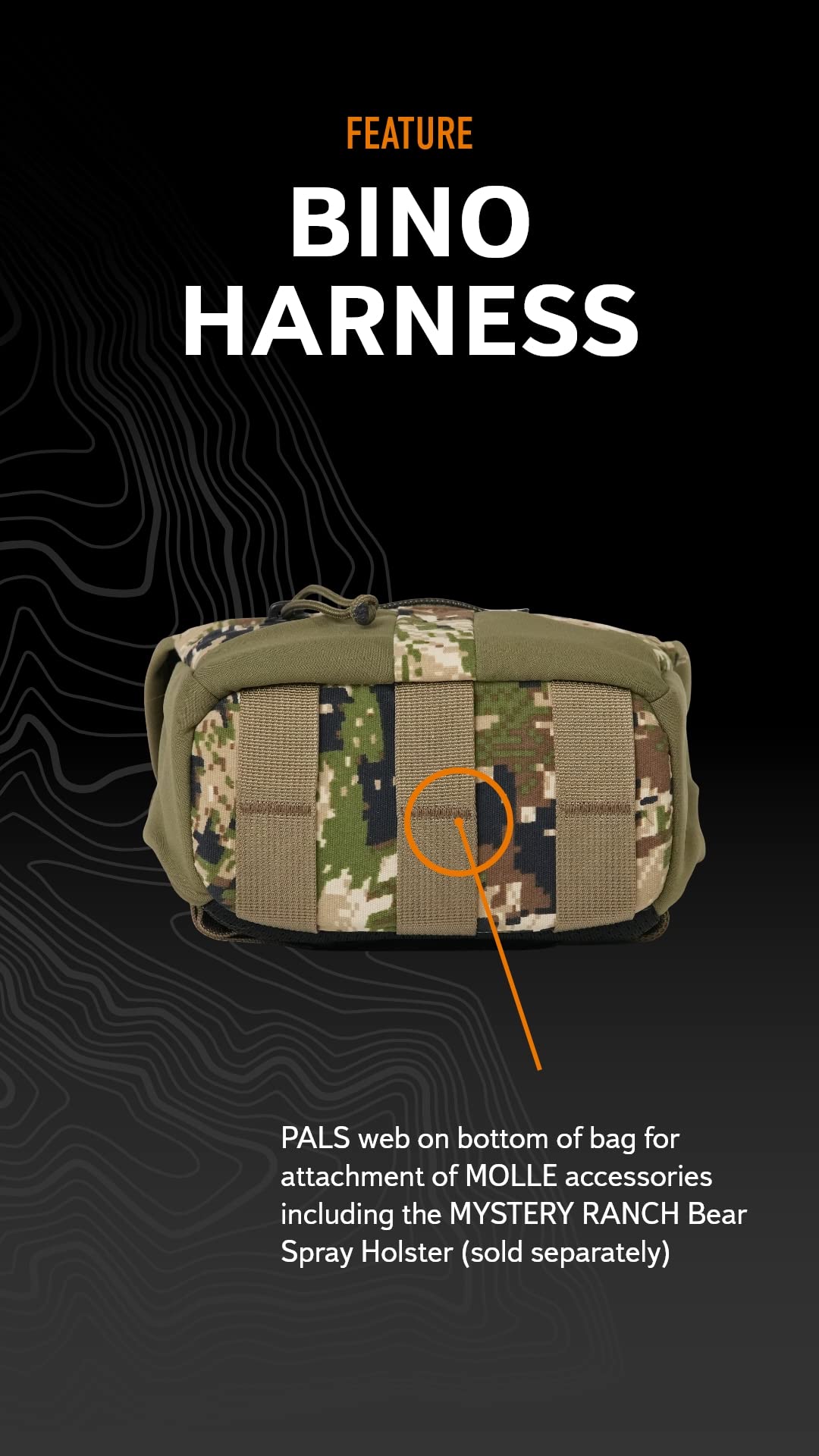 Mystery Ranch Bino Harness 12x, Chest Rig, Binocular Case, Tactical Pouch, for Rough Country, Hunting, Outdoors - Coyote-XL